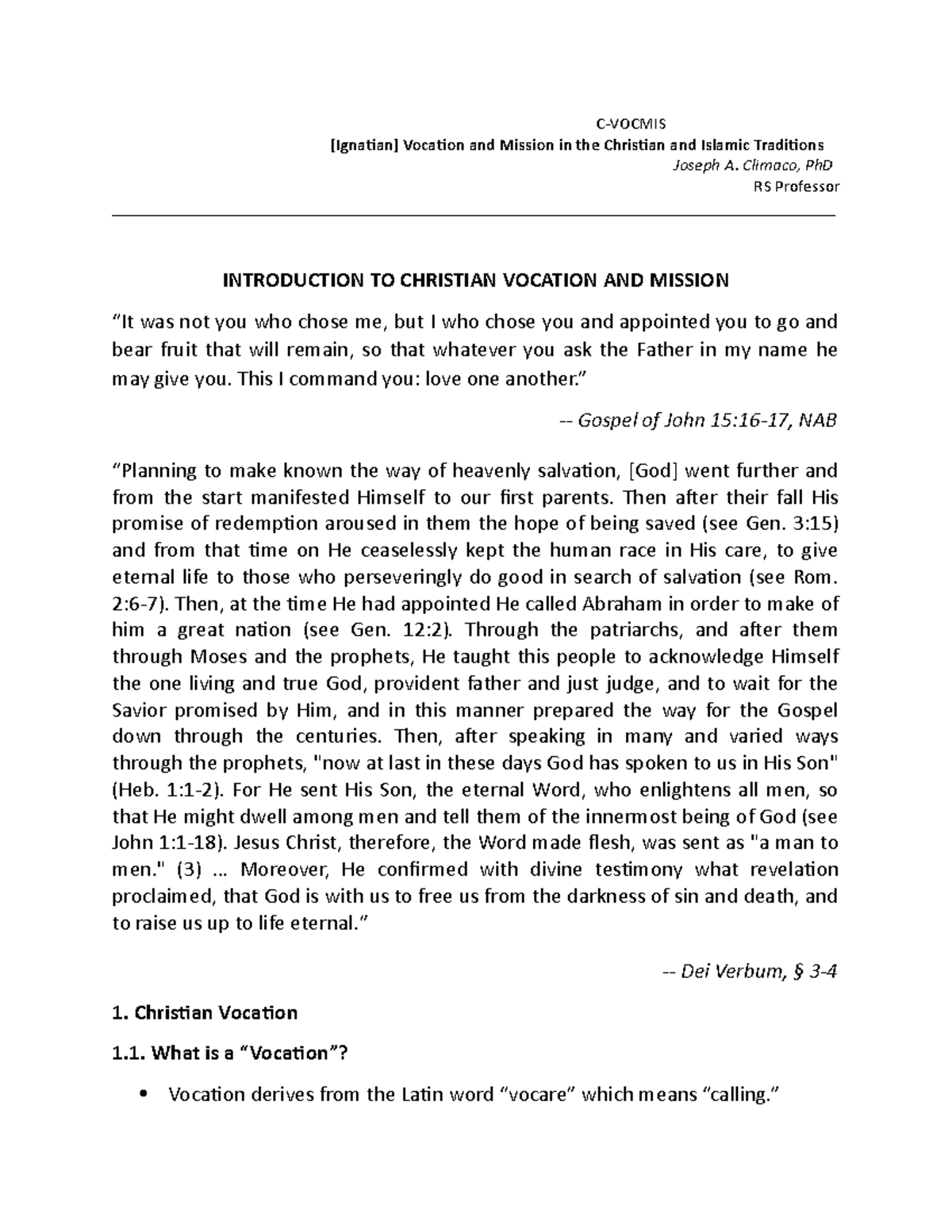 Intro to Vocation and Mission (Final) -2022 - C-VOCMIS [Ignatian ...