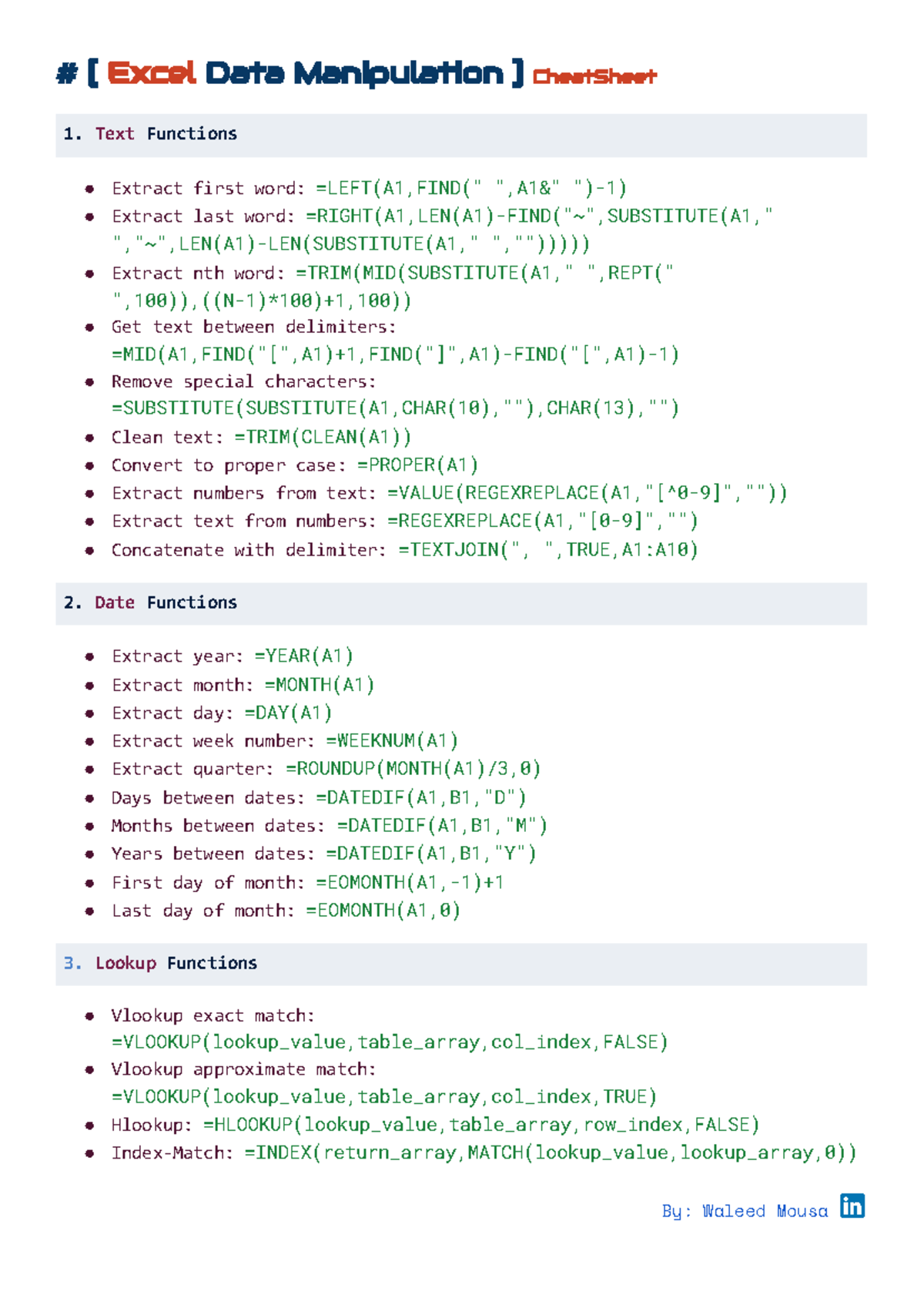 Quantitative Analysis - # [ Excel Data Manipulation ] CheatSheet 1 ...