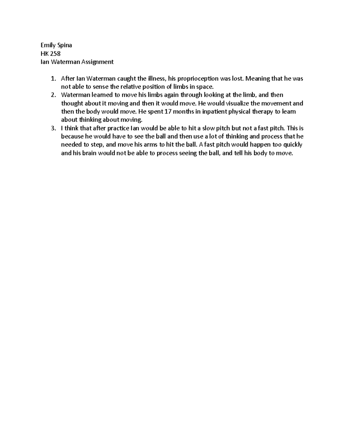 Waterman Assignment - Summary Sports Psychology - Emily Spina HK 258 ...