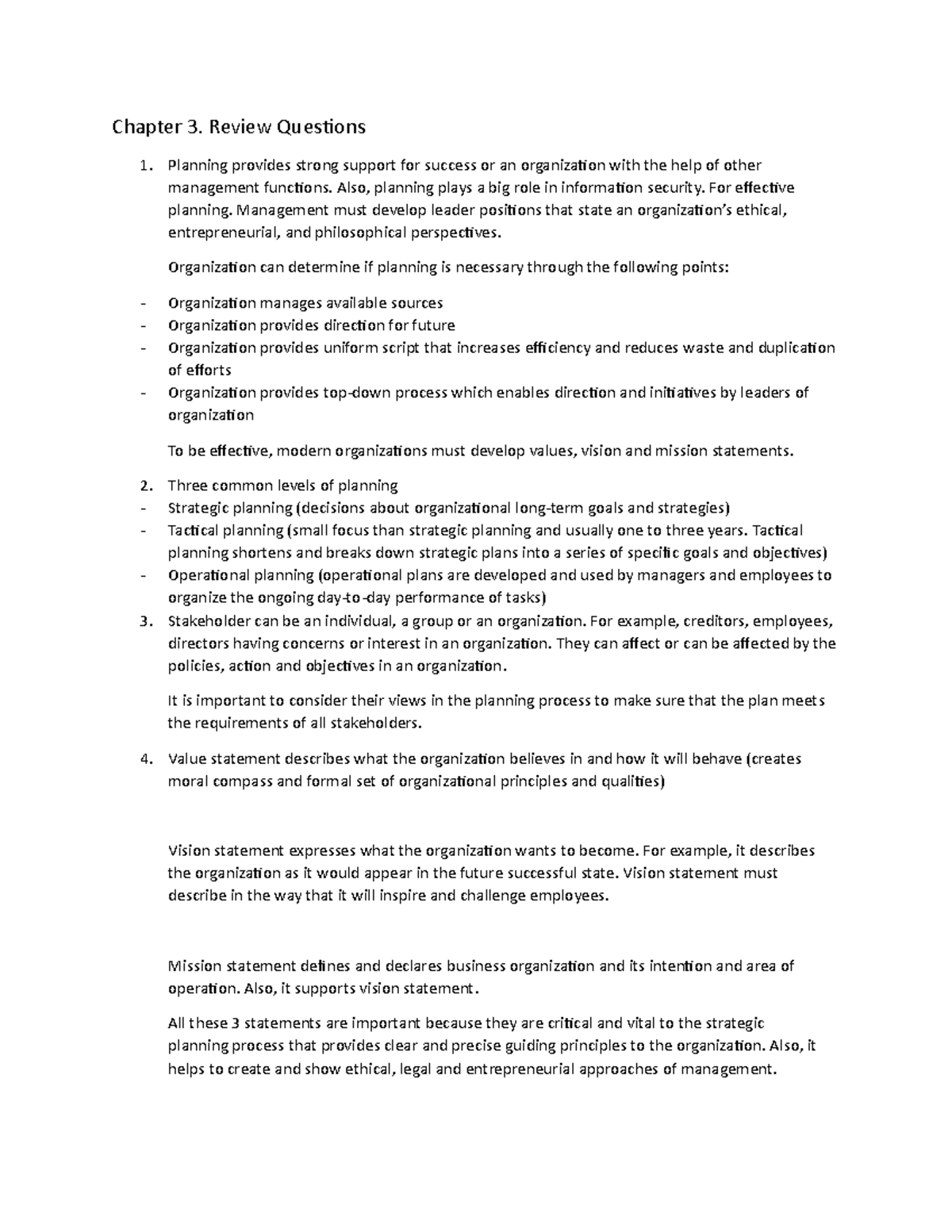 Chapter 3 Review Questions - Chapter 3. Review Questions Planning ...