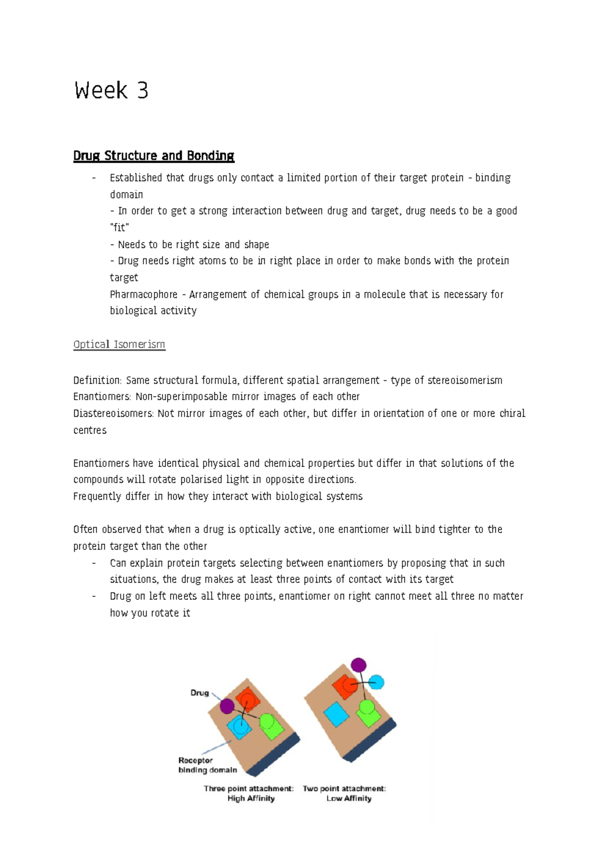 Drugs Modules 3 and 4 - Lecture Notes - Week 3 Drug Structure and ...
