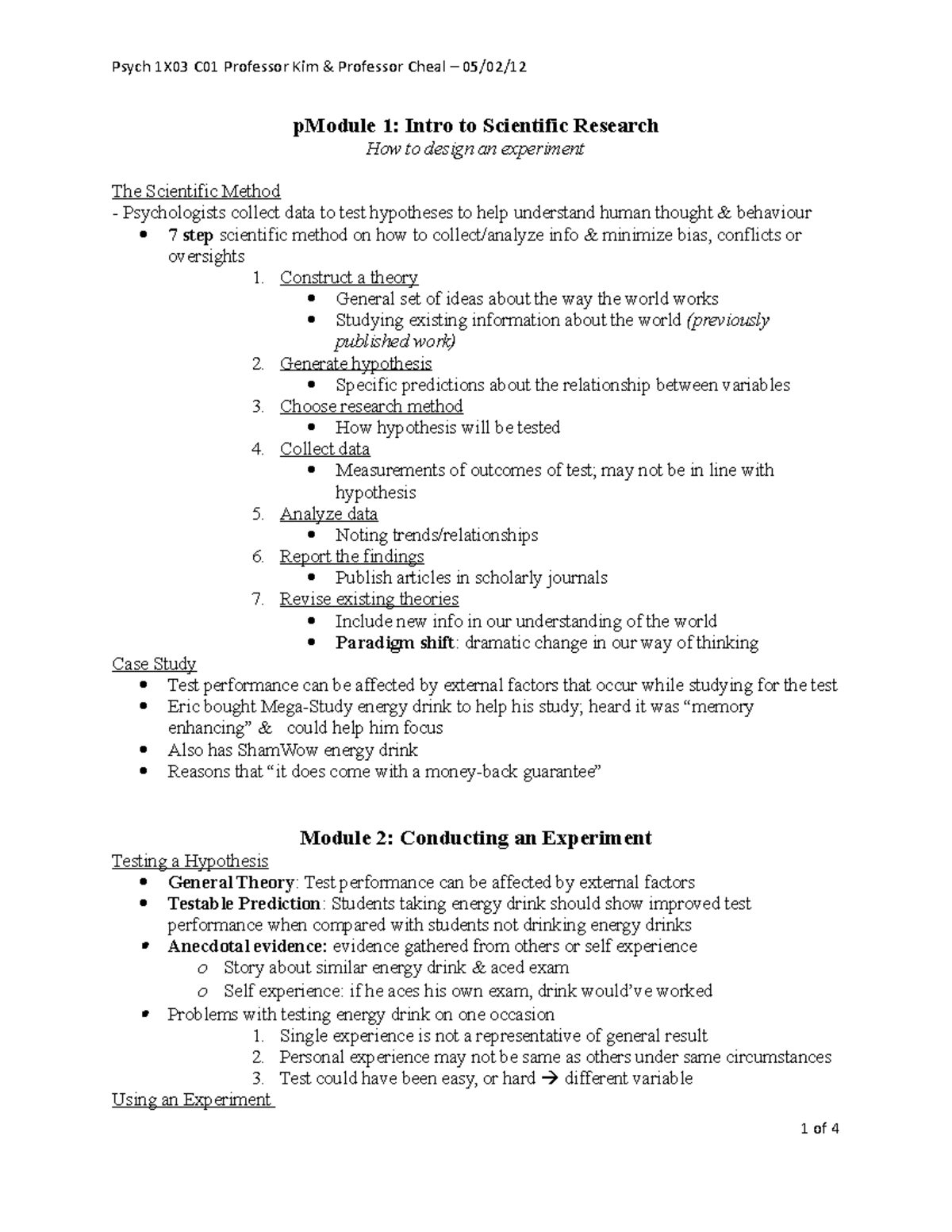 Module 2 - Research Methods 1 - 1X03 - McMaster - Studocu