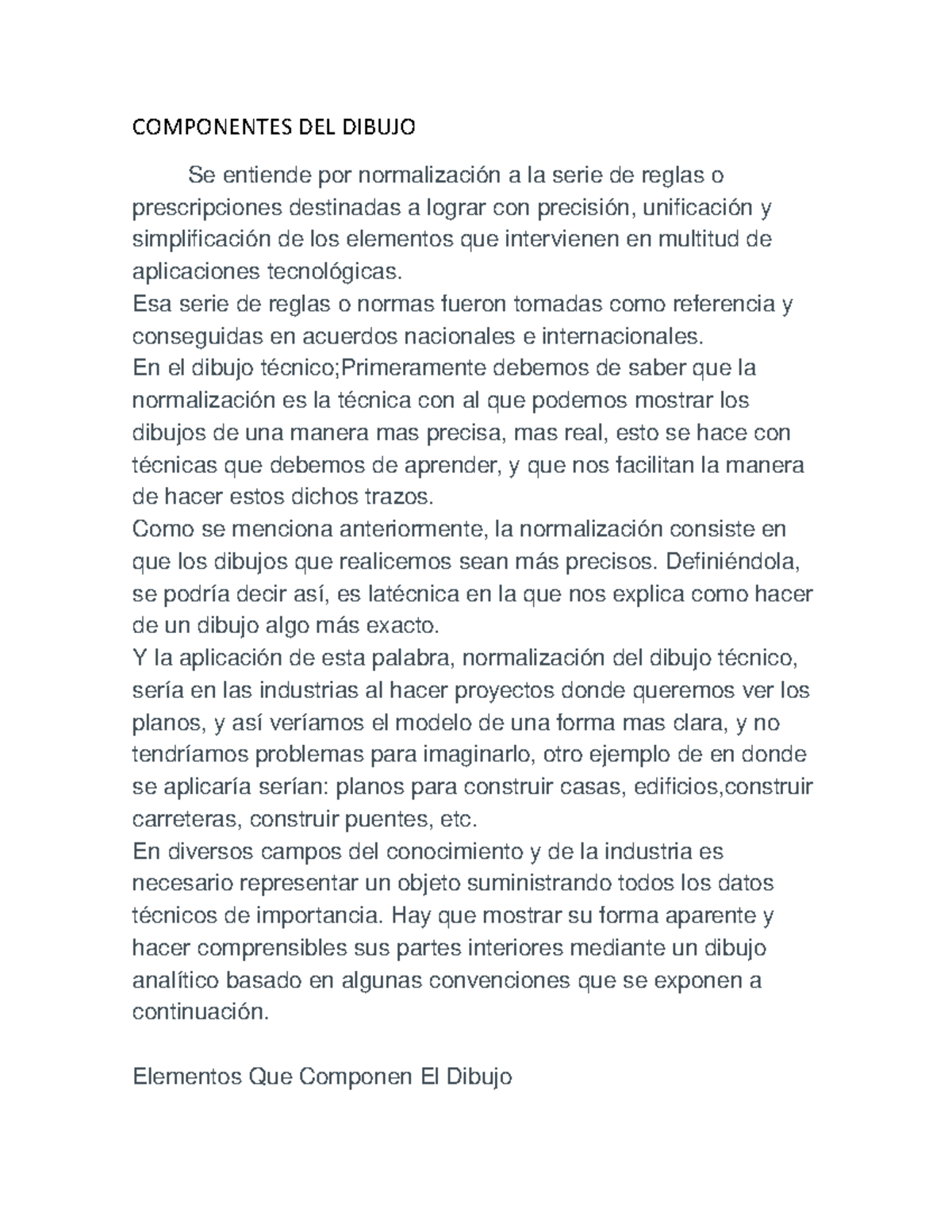 Componentes DEL Dibujo - COMPONENTES DEL DIBUJO Se entiende por ...