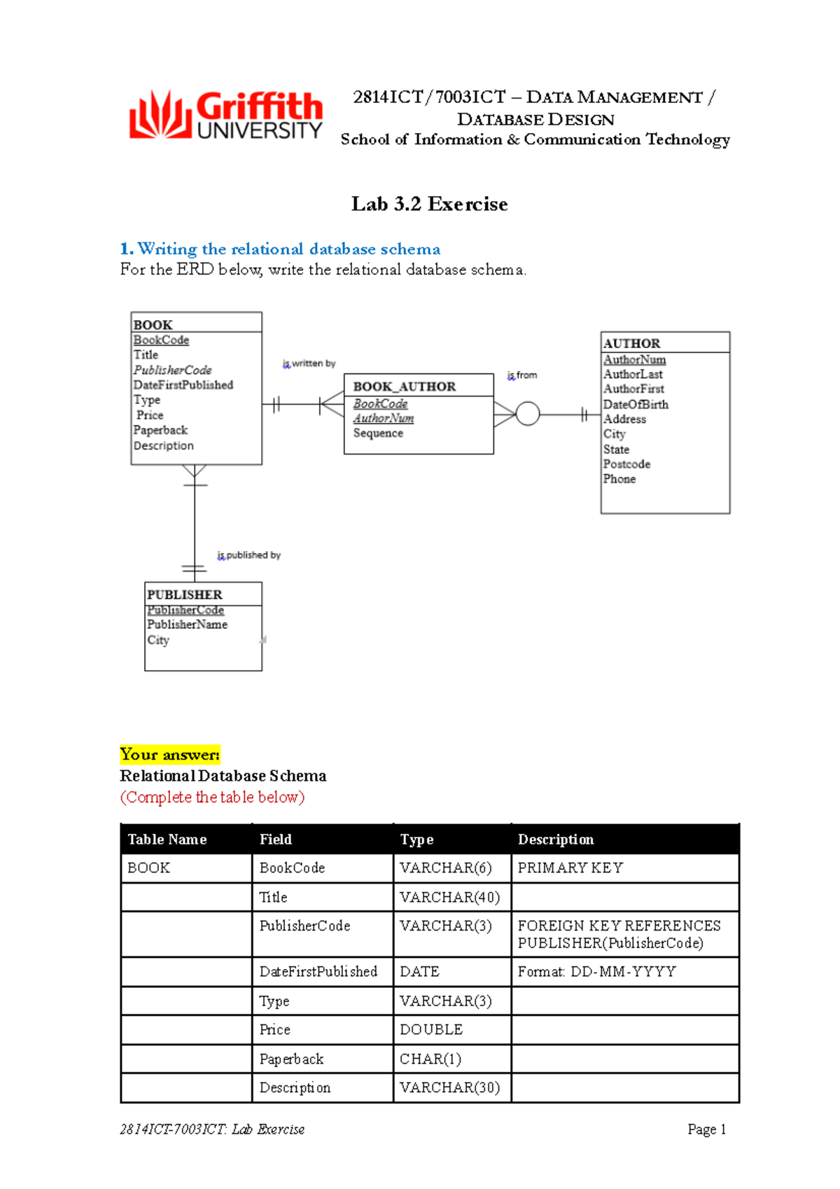 Lab 3.2 Exercise 2021 2814ICT Lab 3.2 - Lab 3 Exercise 1. Writing the ...