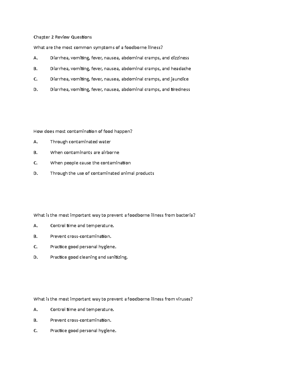 Chapter 2 Review Questions Servsafe Manager - Studocu