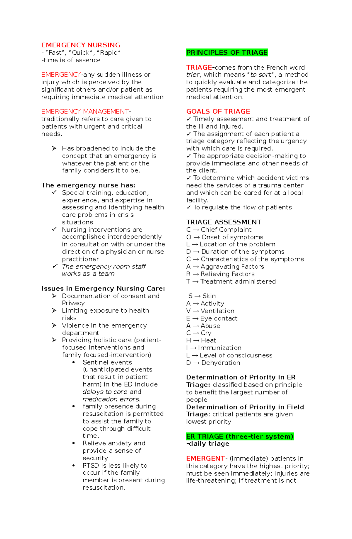 Emergency-nursing - Nursing - EMERGENCY NURSING “Fast”, “Quick”, “Rapid ...