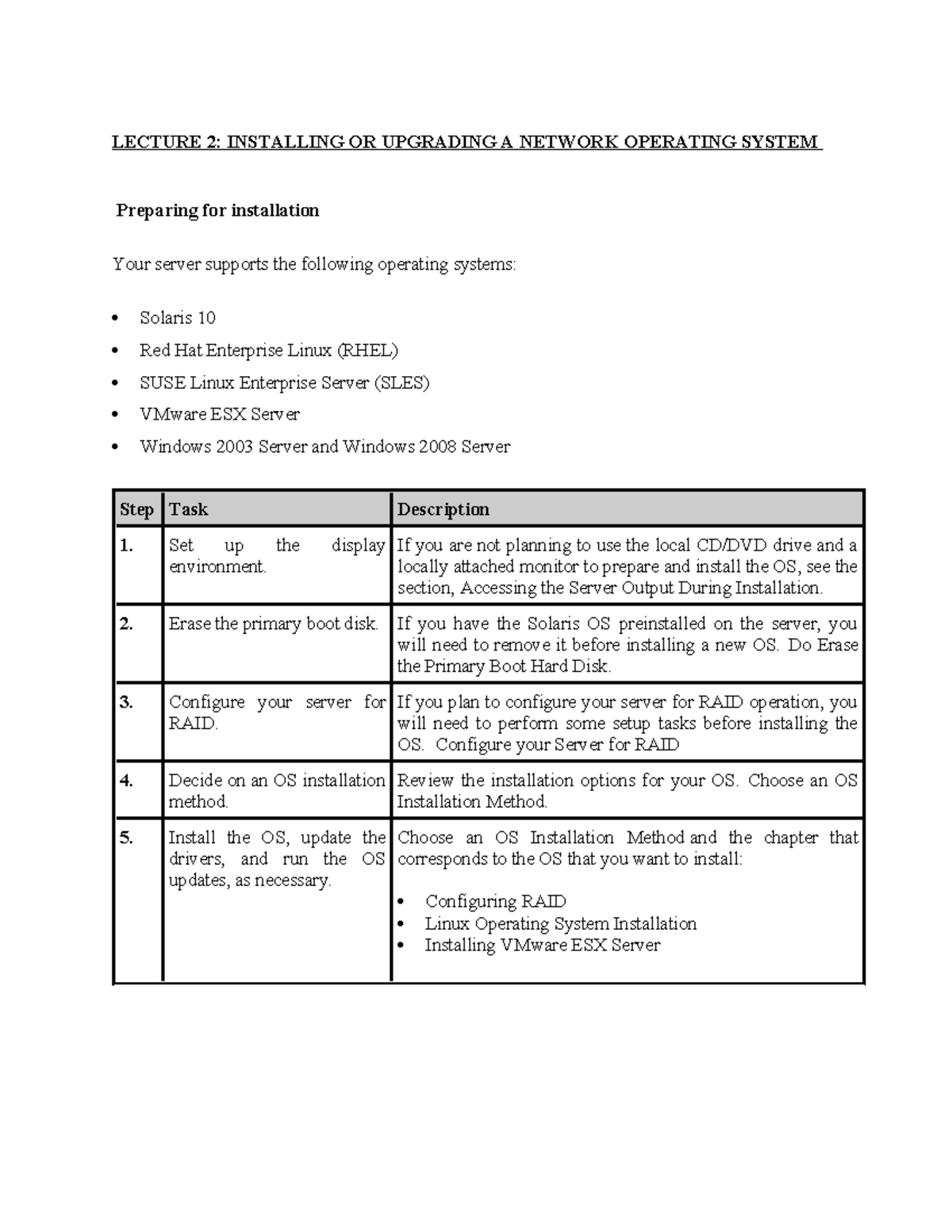 Lecture 2 - Network Administration - LECTURE 2: INSTALLING OR UPGRADING A NETWORK OPERATING ...