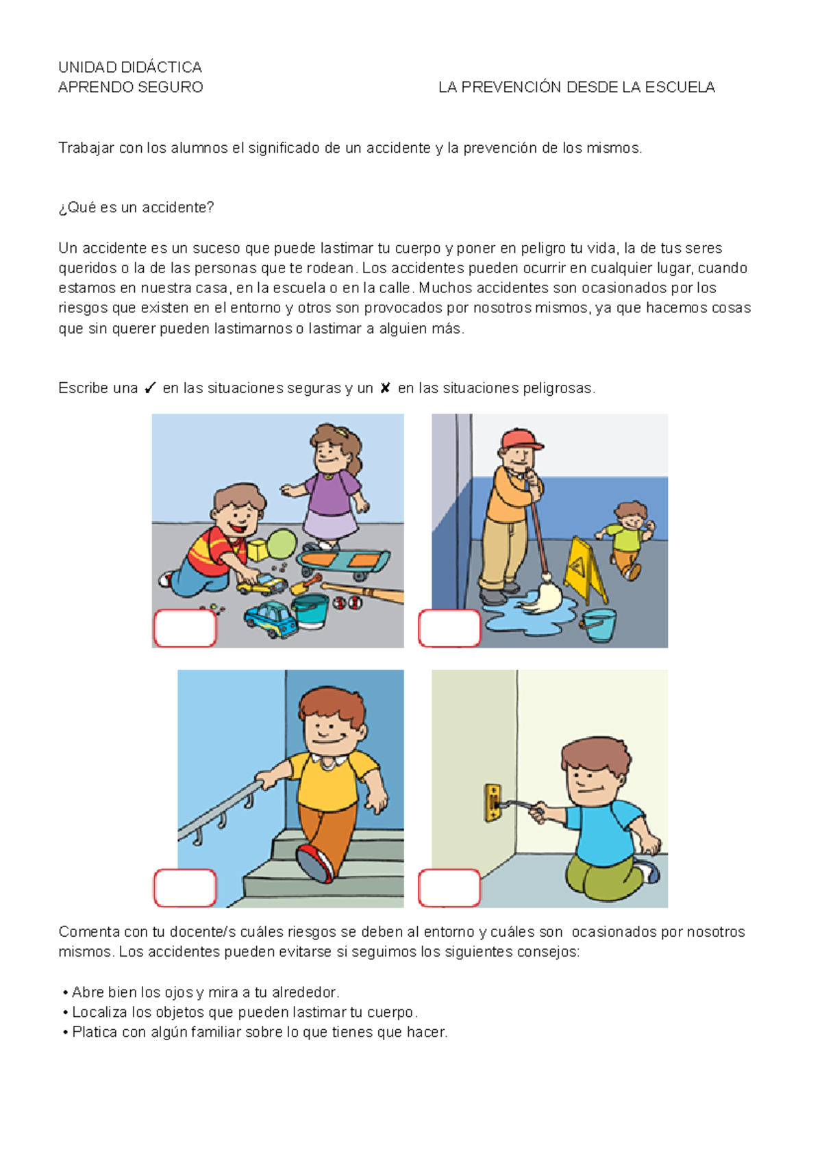 Unidad Didáctica prevencion de riesgos - UNIDAD DIDÁCTICA APRENDO ...