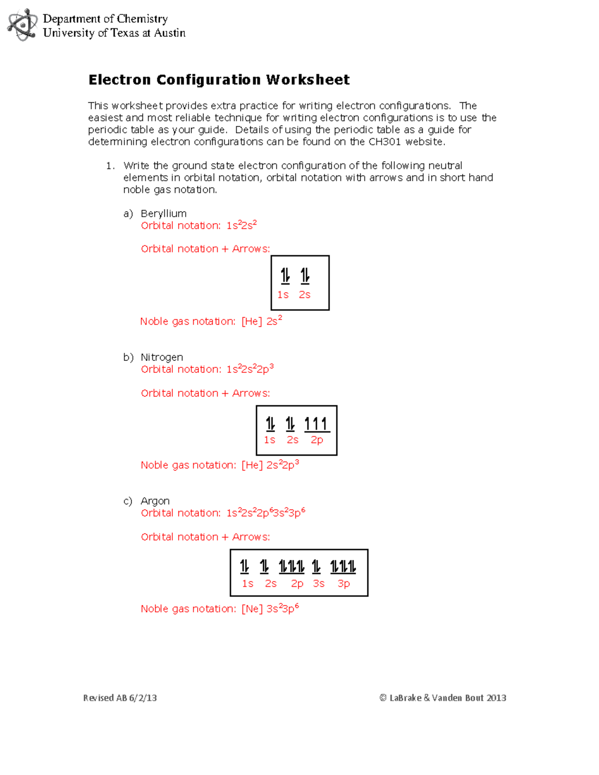 Elect Config-wkst-KEY - University of Texas at Austin Electron ...