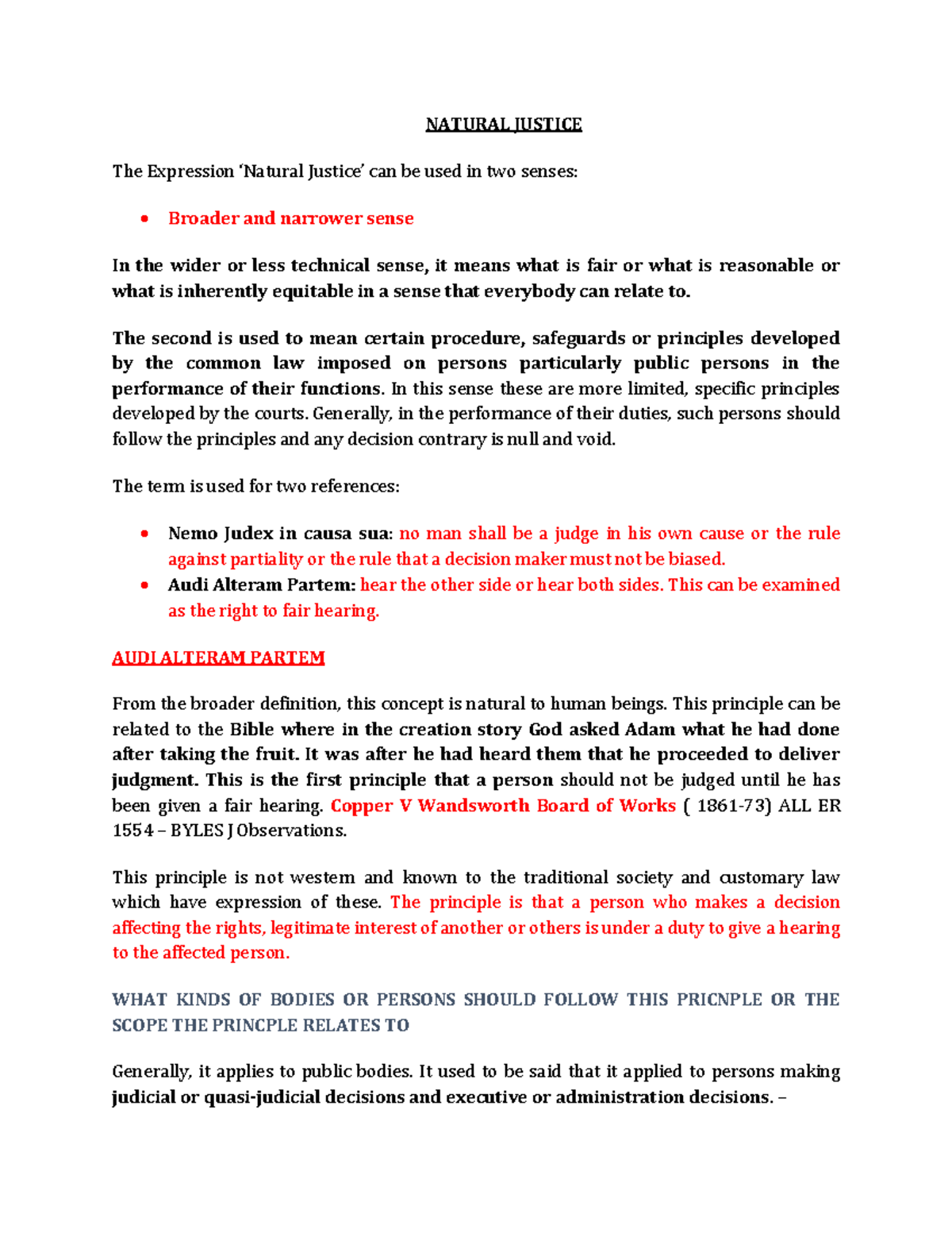 Natural Justice Notes - Albert Quashigah - NATURAL JUSTICE The ...