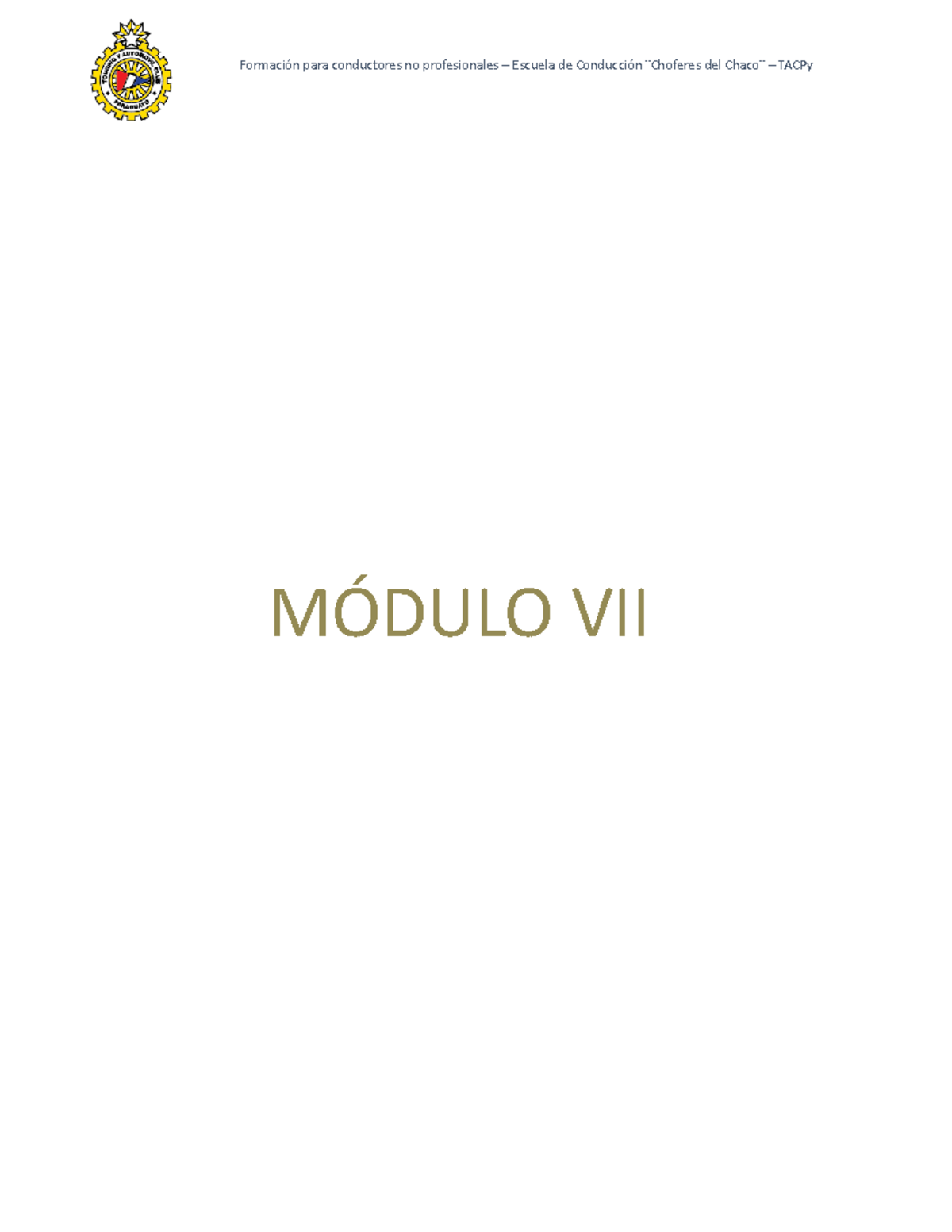 M dulo 7 Tacpy final - Manuaes utiles - MÓDULO VII Funcionamiento y Mantenimiento: Para una ...