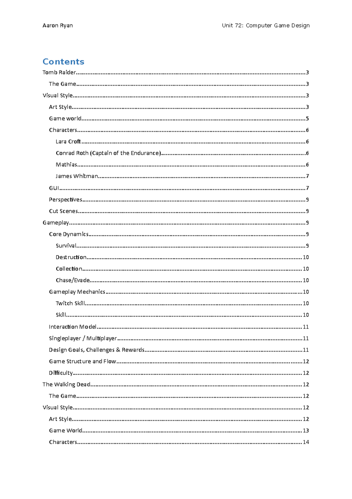 Video Game Analysis Comparrison - Contents Tomb - Studocu