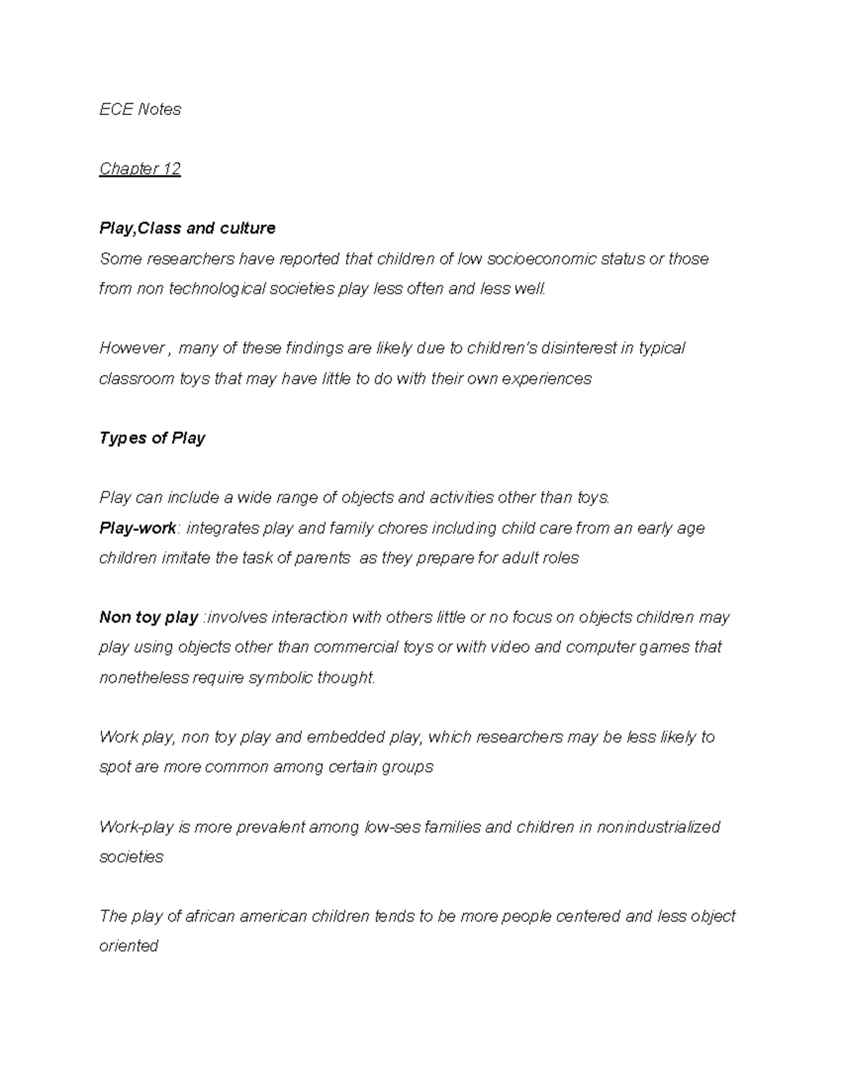 ECEE - Chapter 12 notes of chapter includes information about child ...