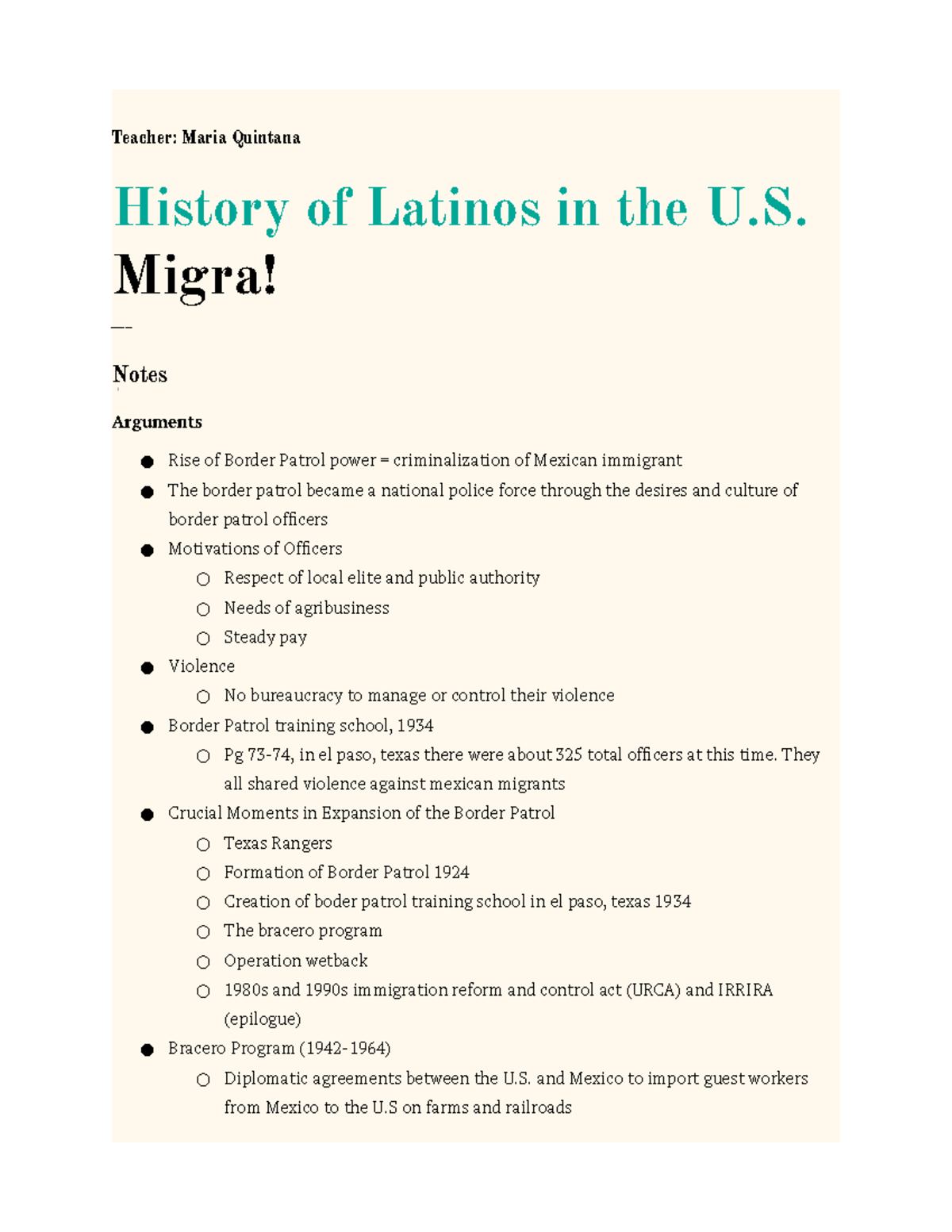 10 14 LTNS 278 - Lecture notes 4 - Teacher: Maria Quintana History of ...
