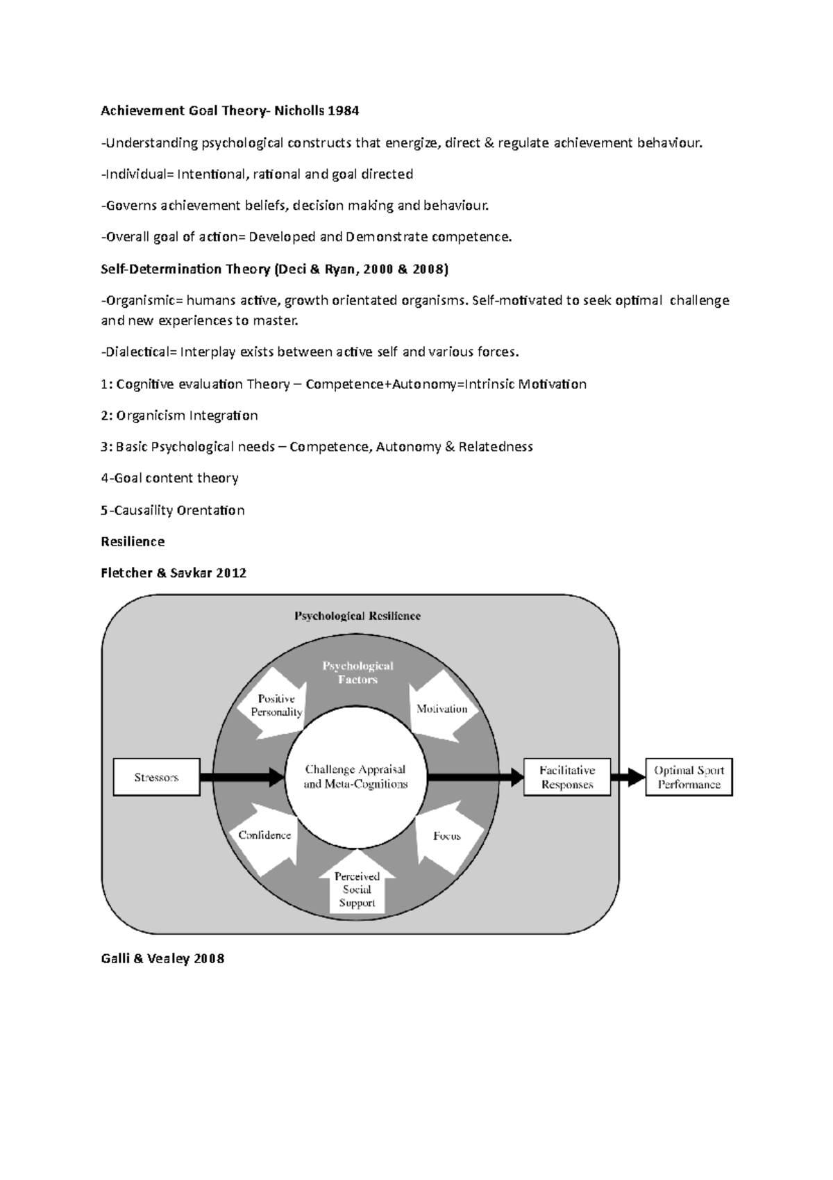 Summary of the unit - Achievement Goal Theory- Nicholls 1984 ...