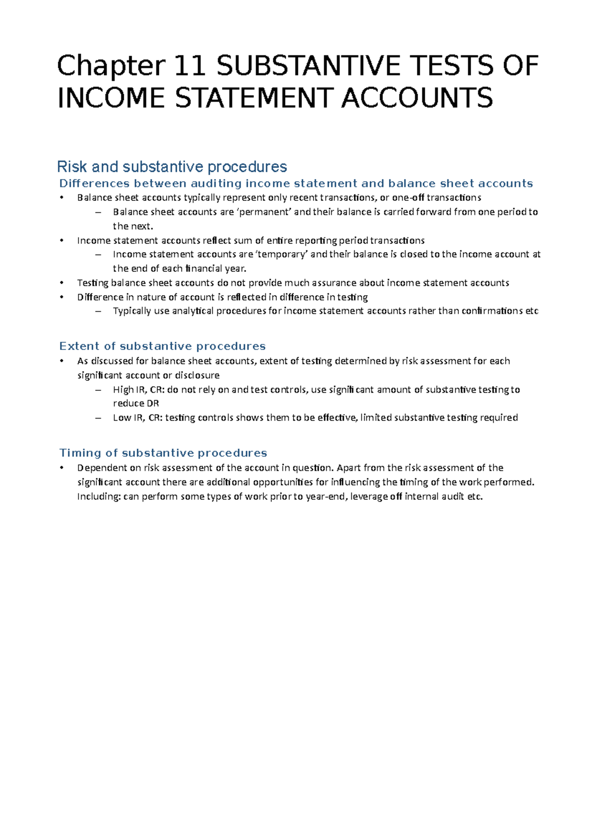 Substantive Tests of Income Statement Accounts - Studocu