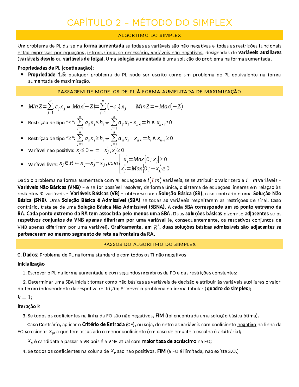 Capítulo 2 - Método do Simplex - CAPÍTULO 2 – MÉTODO DO SIMPLEX ...