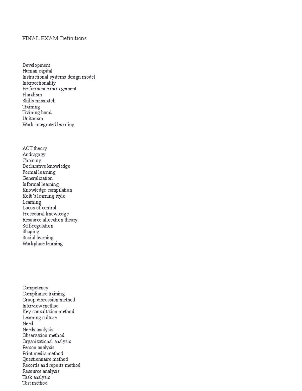 Final exam definition - educ317 - FINAL EXAM Definitions Development ...