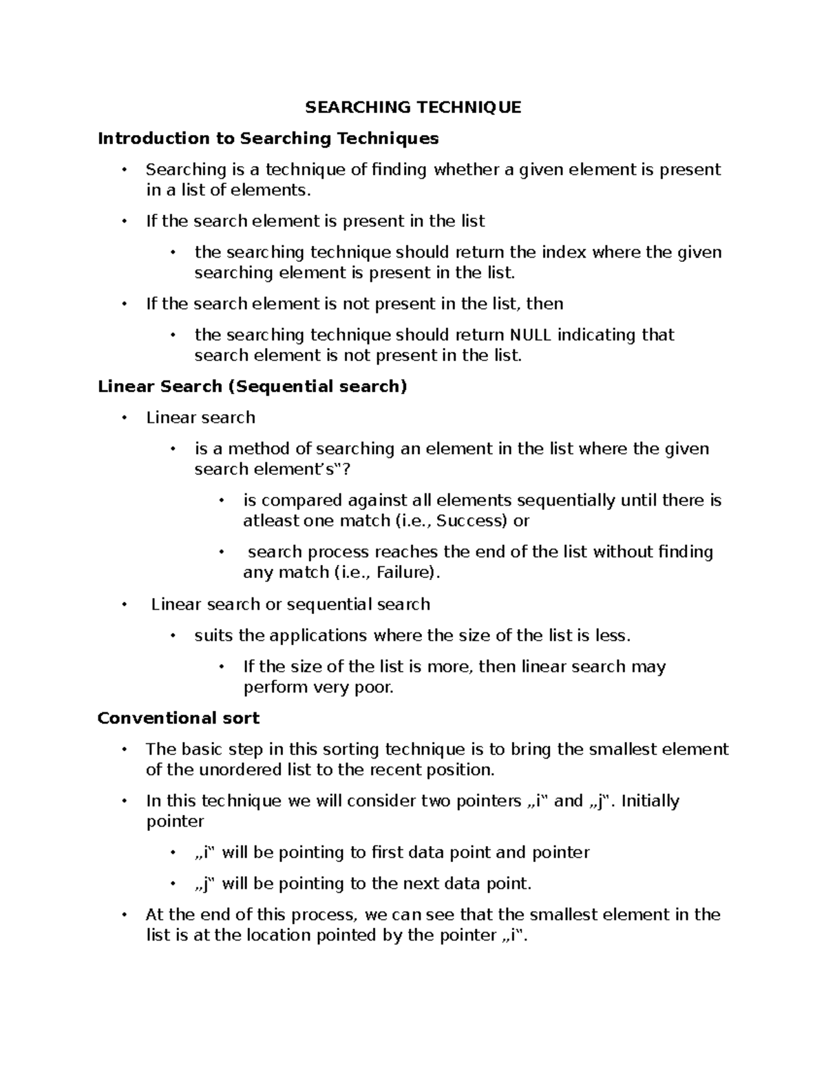Searching technique - SEARCHING TECHNIQUE Introduction to Searching ...