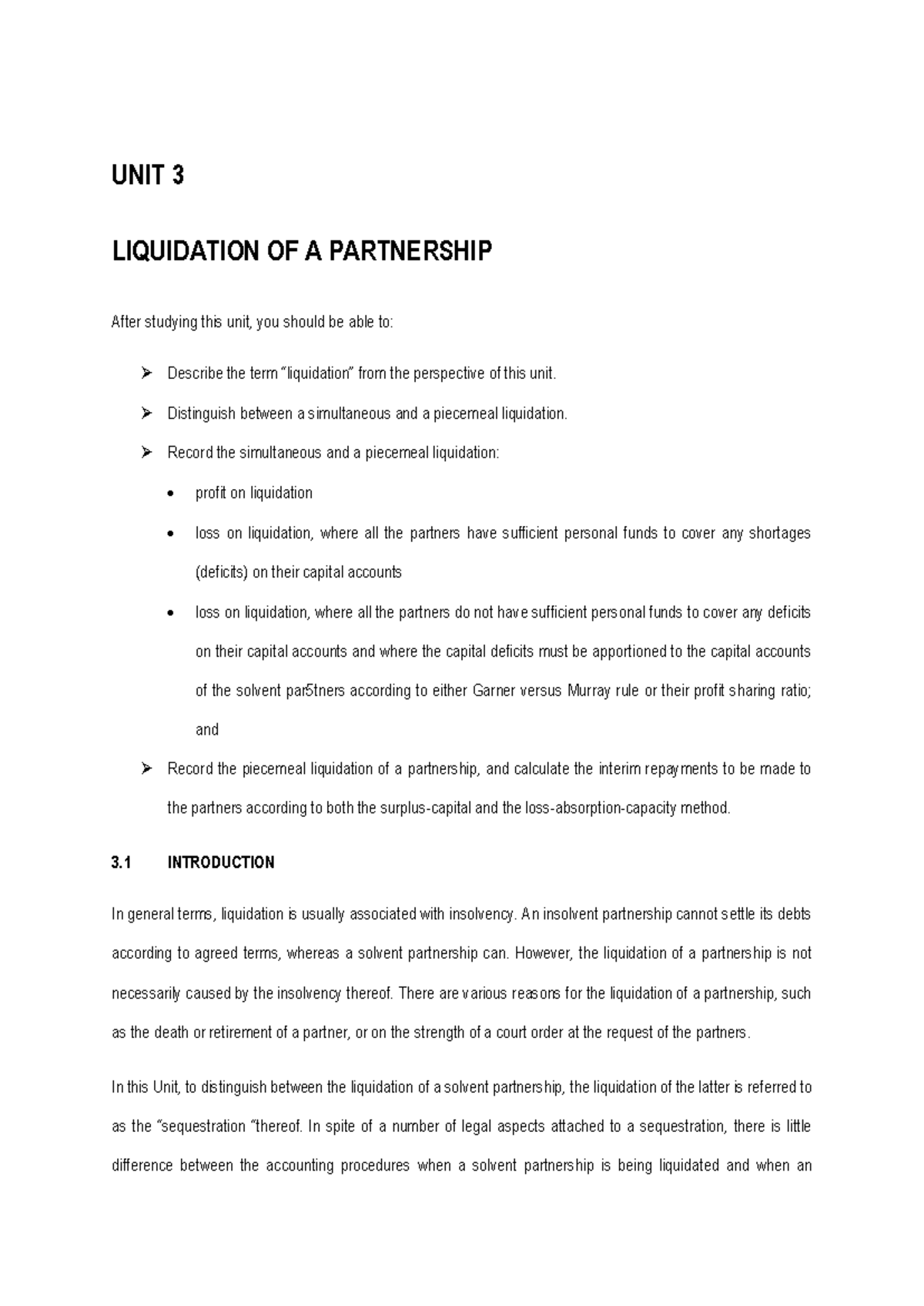 UNIT 3- Liquidation of a partnership - UNIT 3 LIQUIDATION OF A ...