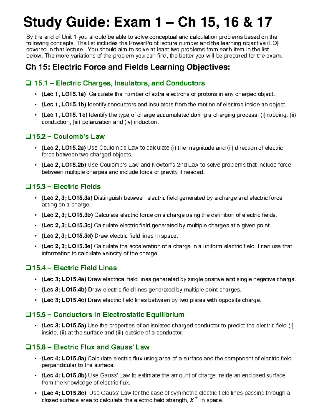Ch15 Review Questions Calculation - Study Guide: Exam 1 – Ch 15, 16 ...
