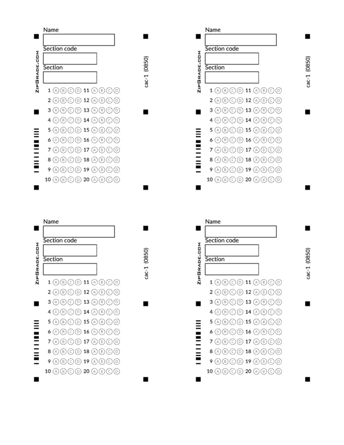 Answer-sheet-20 - answer sheet for quizzes - Name Name Section code ...