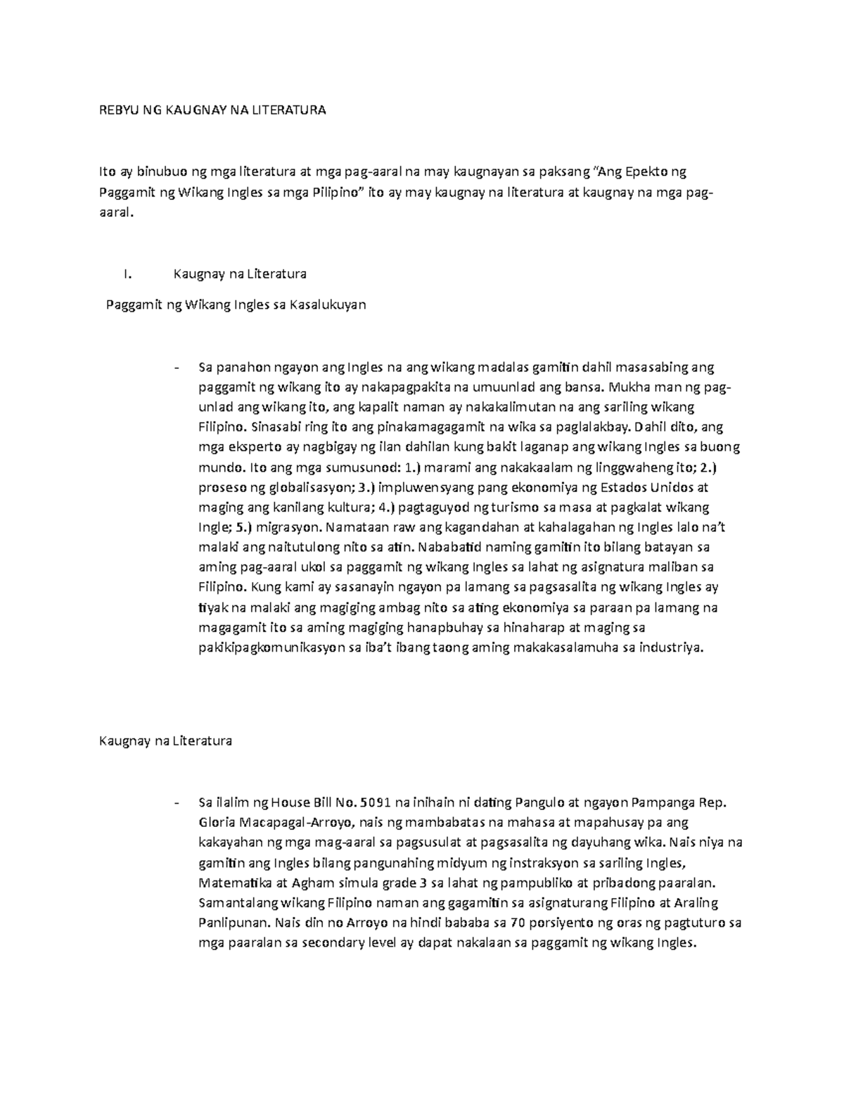 Document - REBYU NG KAUGNAY NA LITERATURA Ito ay binubuo ng mga ...