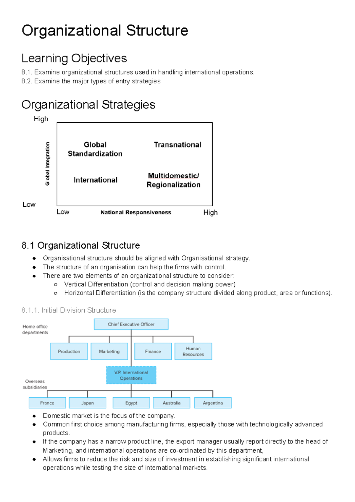 Lecture Week 8 - Organizational Structures - Organizational Structure ...