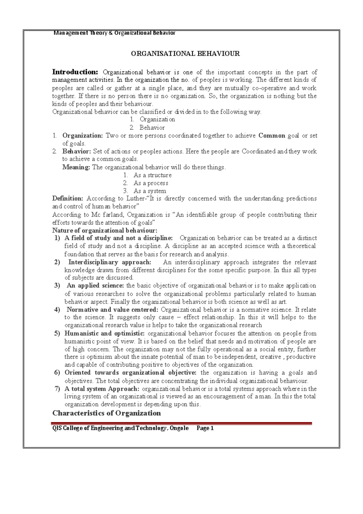 Personality-values-motivation-perception-stress compress - ORGANISATIONAL BEHAVIOUR Introduction ...