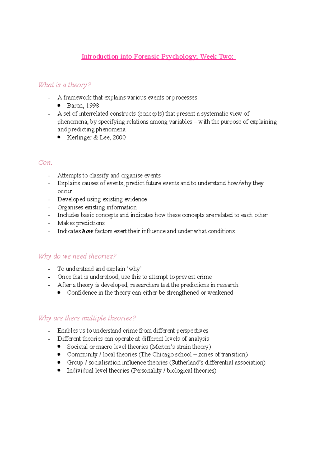 Lecture notes & exam prep for Forensic Psychology - Introduction into ...