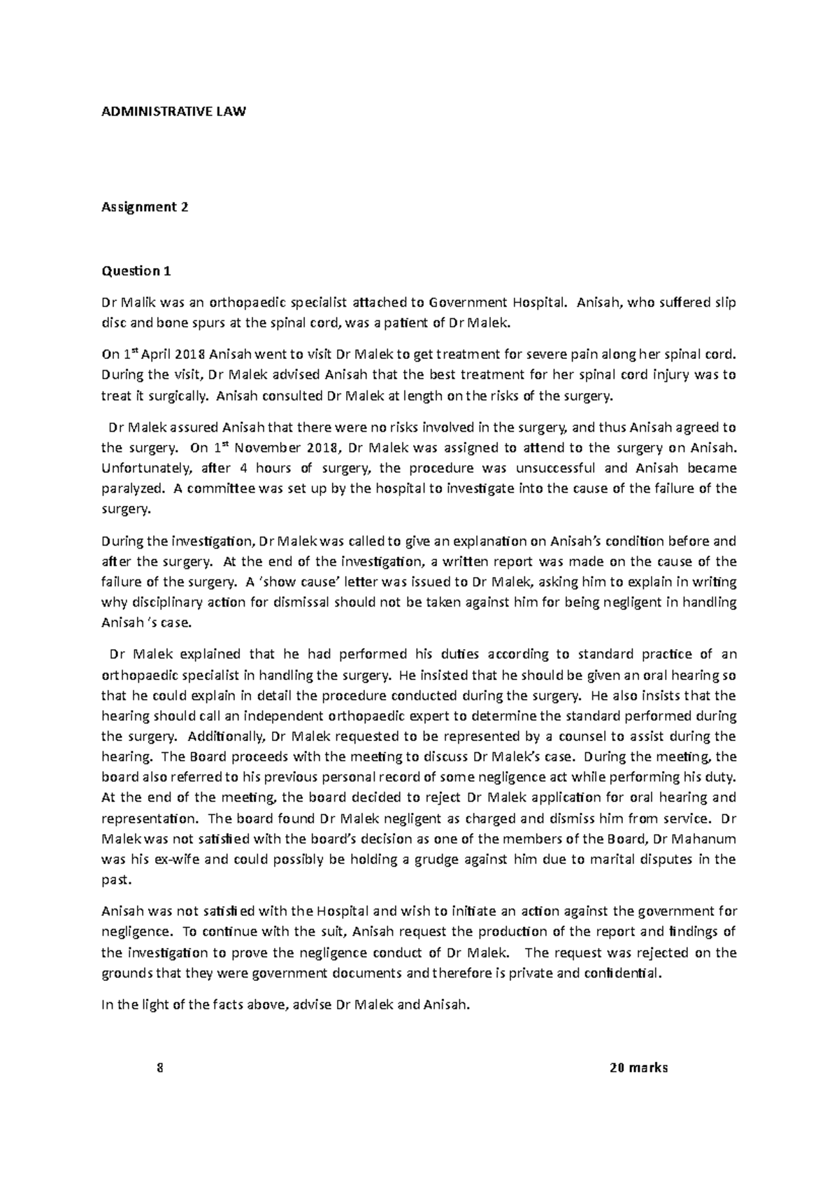 Assignment question natural justice - ADMINISTRATIVE LAW Assignment 2 ...