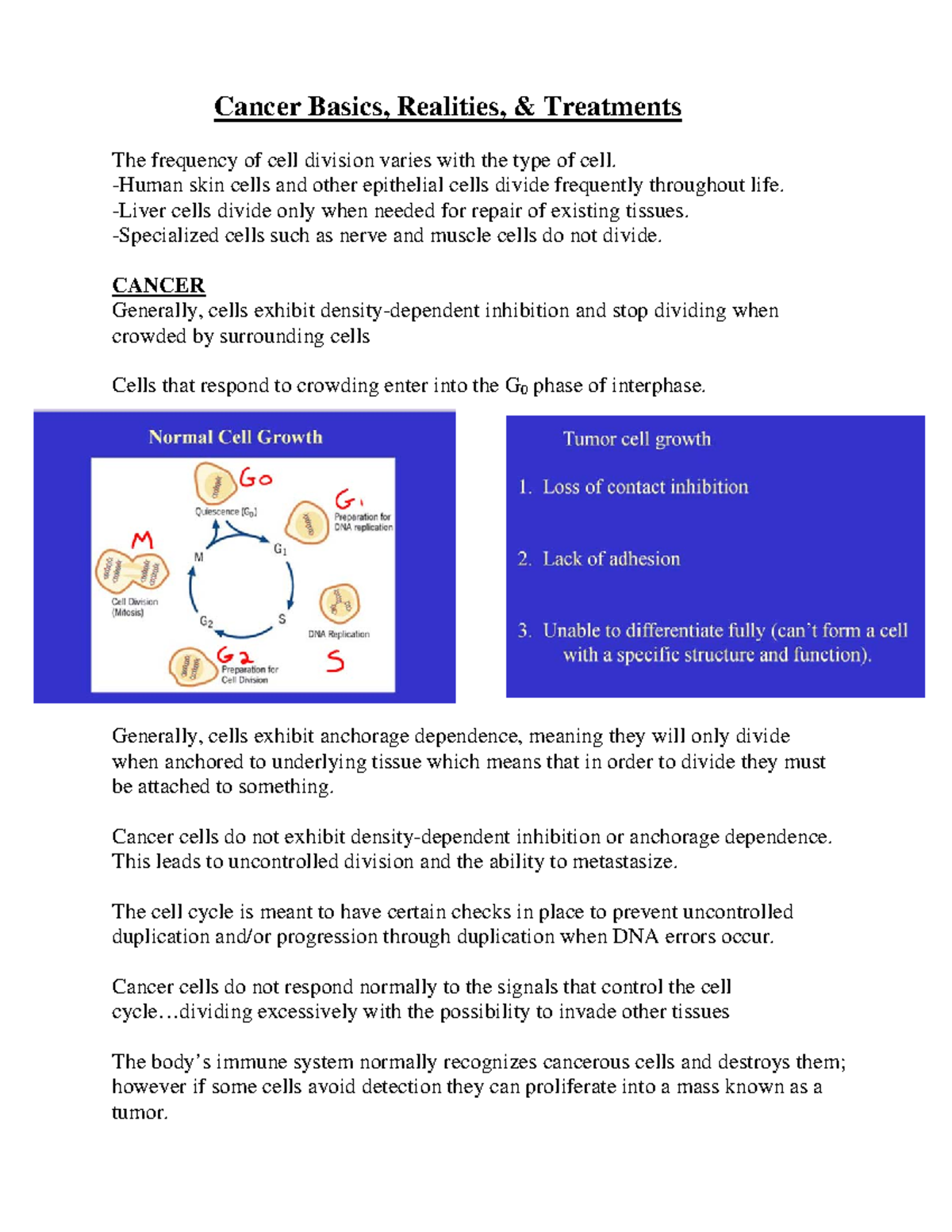 Cancer Notes AP - Cancer Basics, Realities, & Treatments The frequency ...