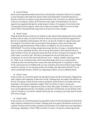 Essay 6 - Rise & Fall of Civilizations Essay Lesson 6 October 11, 2022 ...