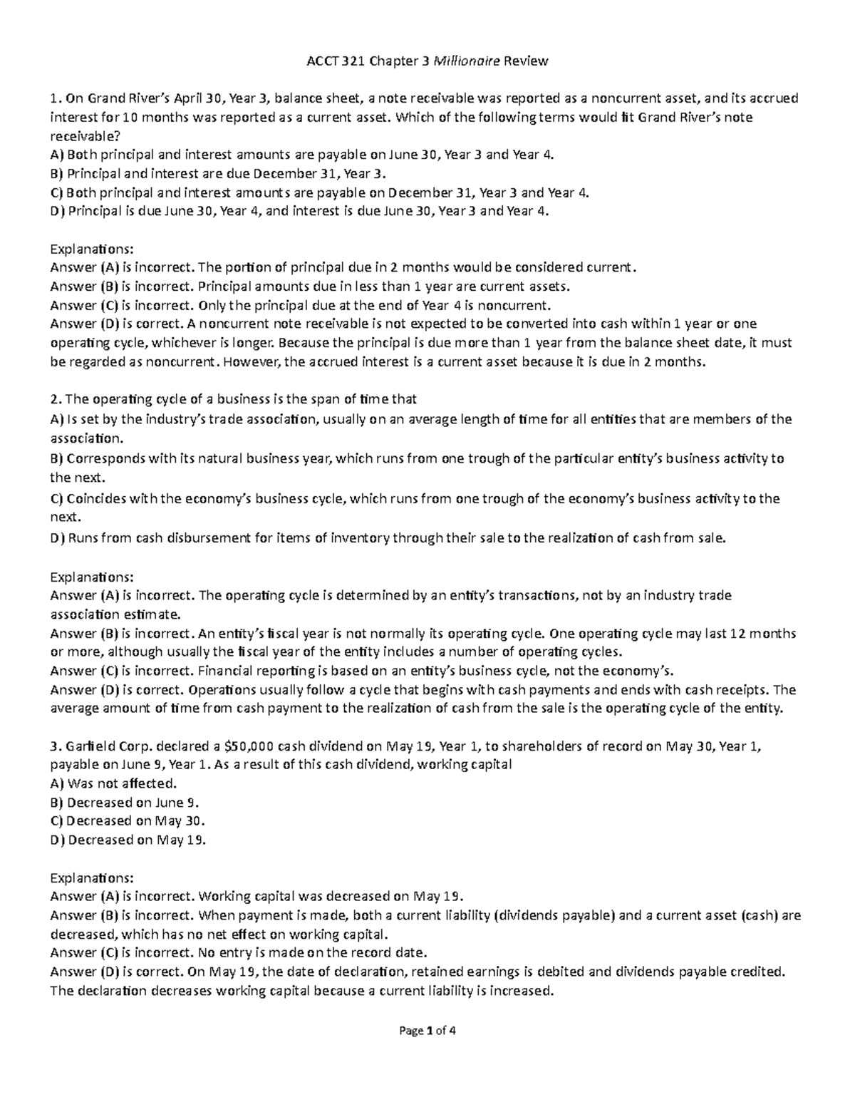 ACCT 321 Chapter 3 Millionaire Review - On Grand River’s April 30, Year ...