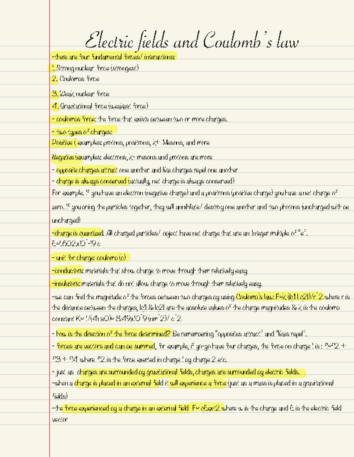 Ch 4. Electric fields and Coulomb’s law - Electric fields and Coulomb’s ...