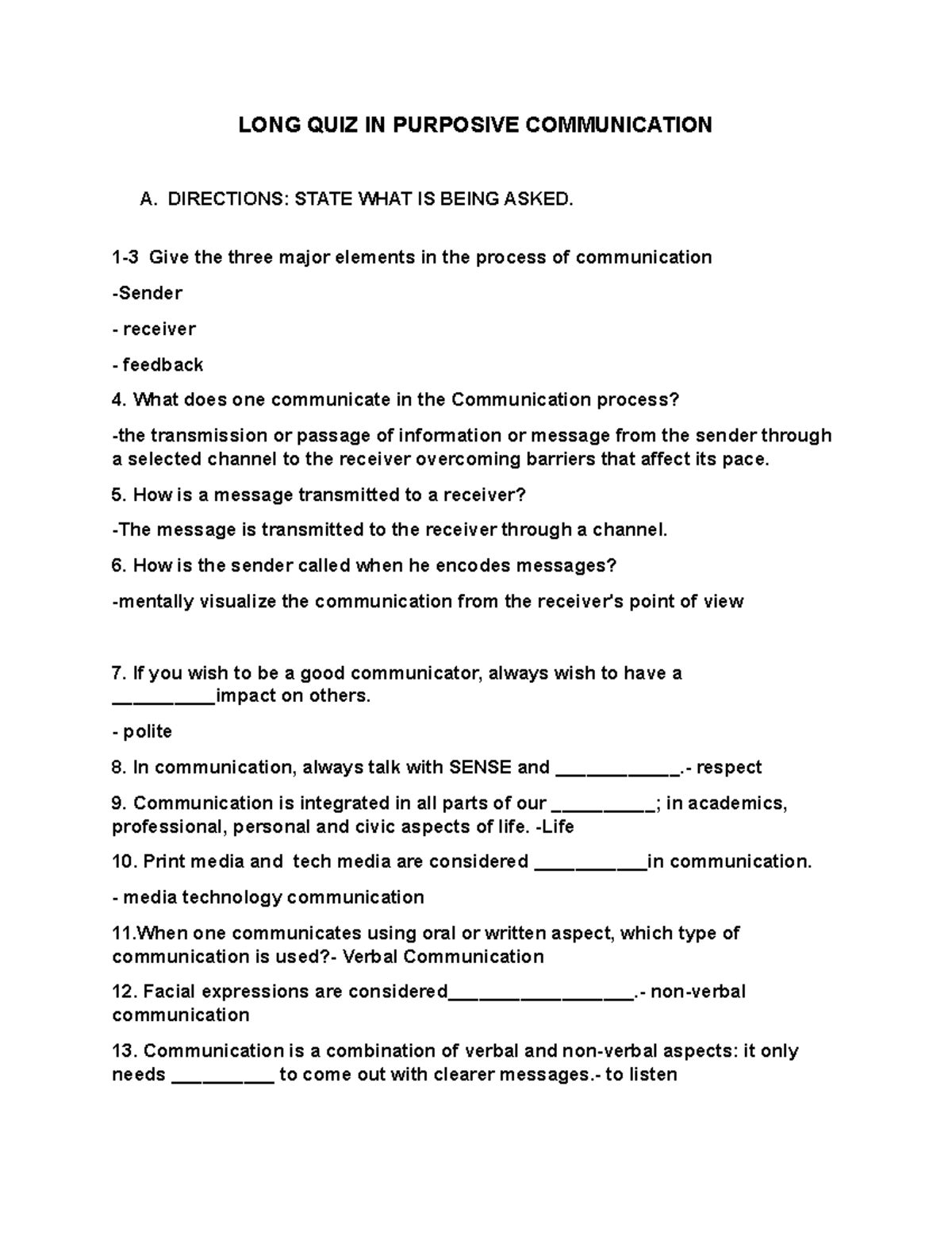 LONG QUIZ IN Purposive Communication - LONG QUIZ IN PURPOSIVE ...