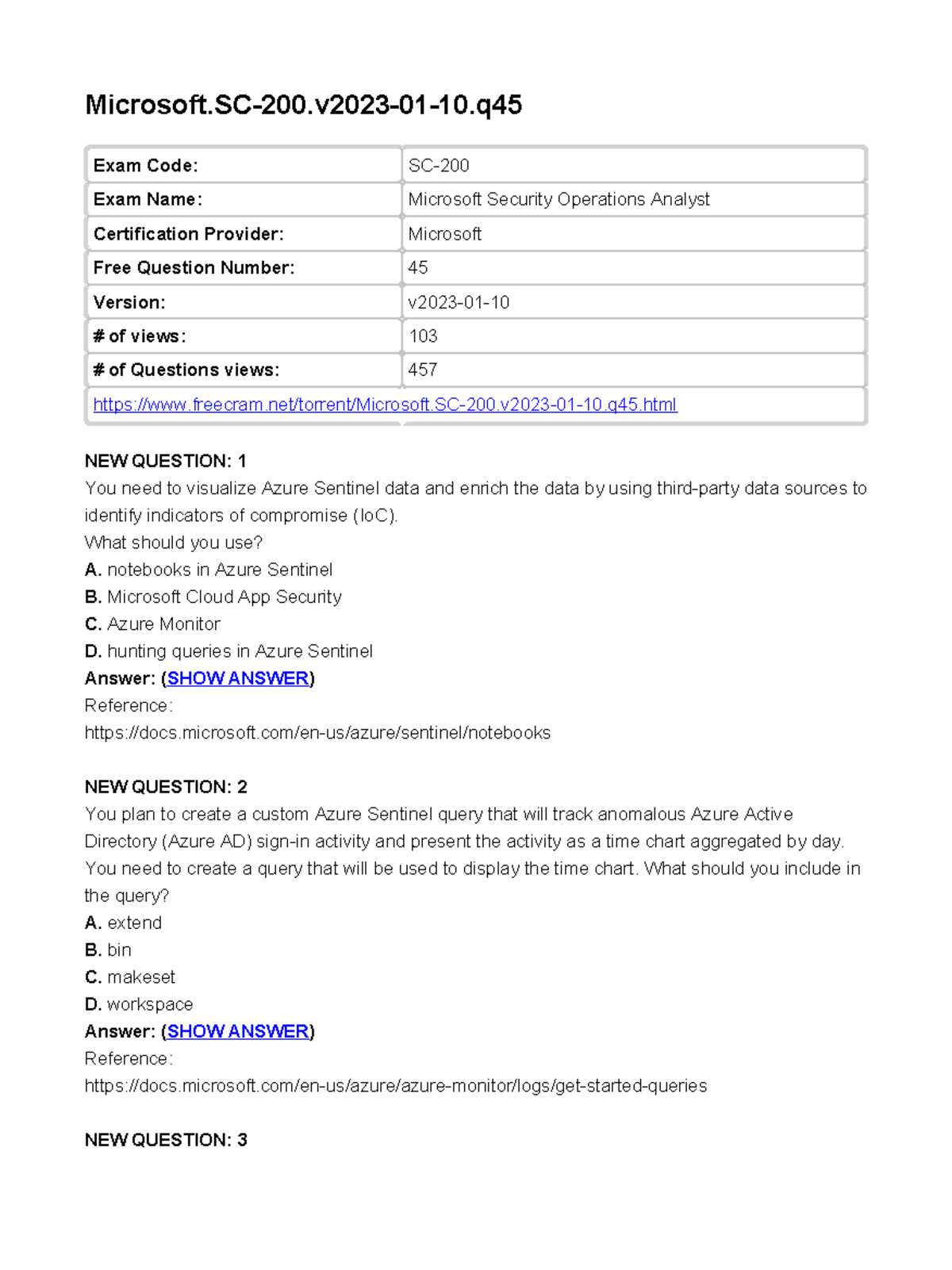 Microsoft.SC-200 - Microsoft.SC-200.v2023-01-10 Exam Code: SC- Exam ...