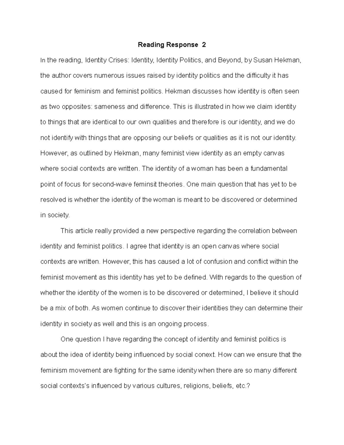 Reading Response 2 - Tutorial - MUS 1302 - uOttawa - Studocu