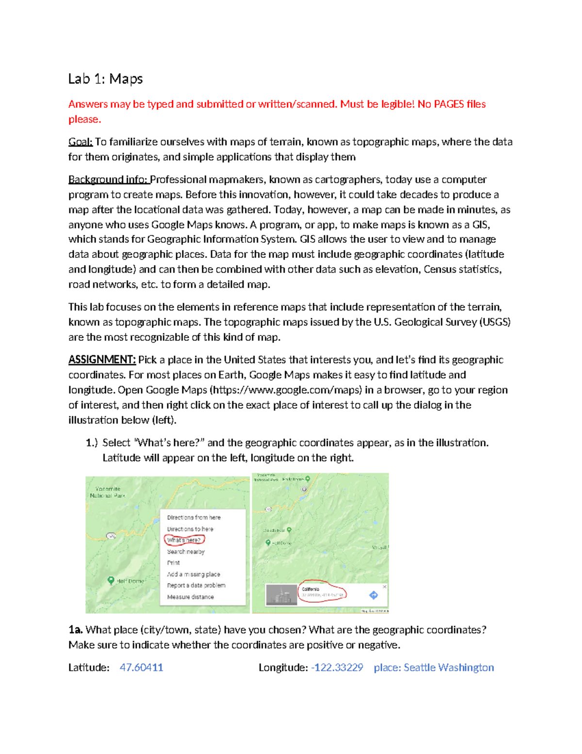 Lab 1 Maps - Lab 1 digital - Lab 1: Maps Answers may be typed and ...
