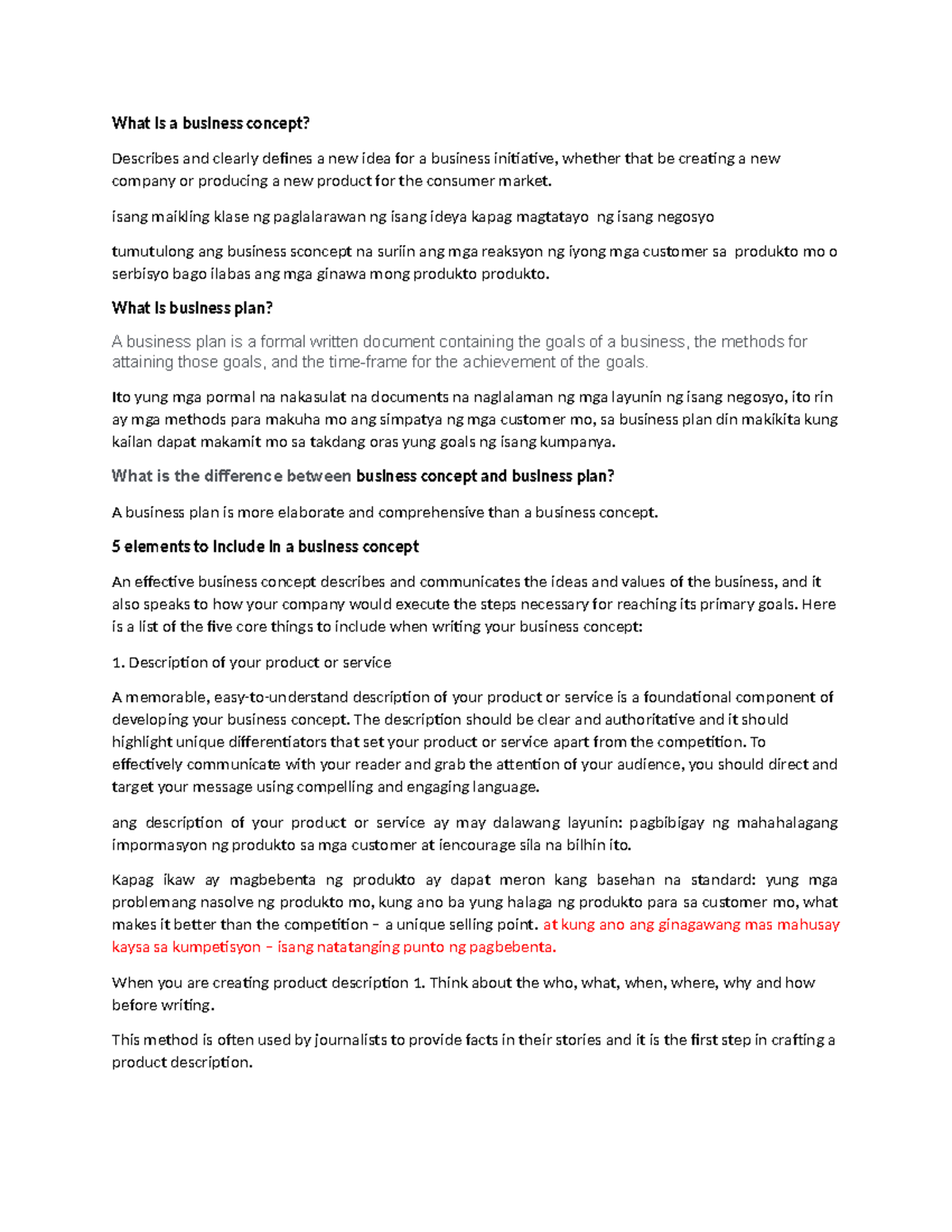 What is a business concept - What is a business concept? Describes and ...