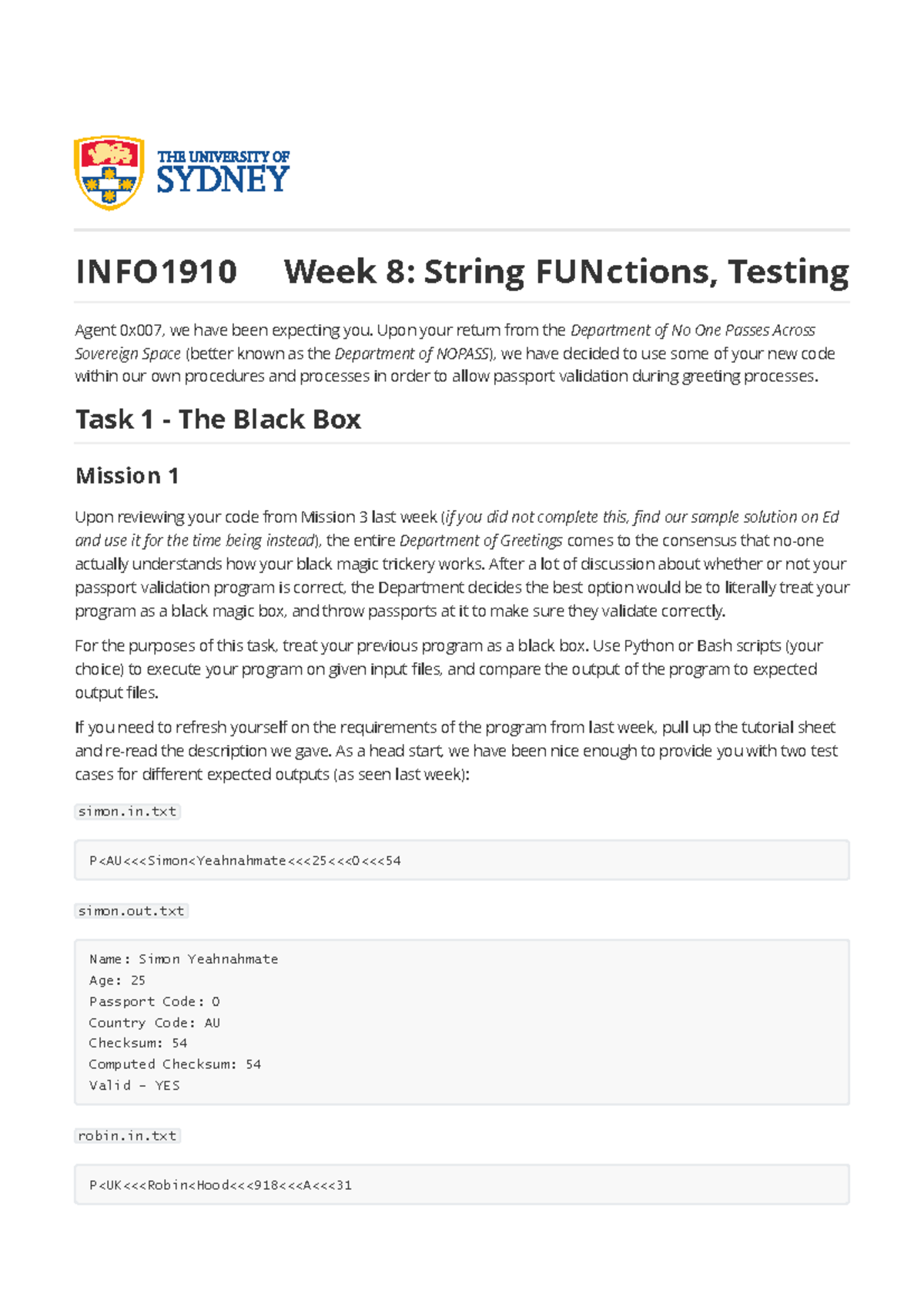 Week 9 C String Functions And Testing Info1910 Week 8 String Functions Testing Agent