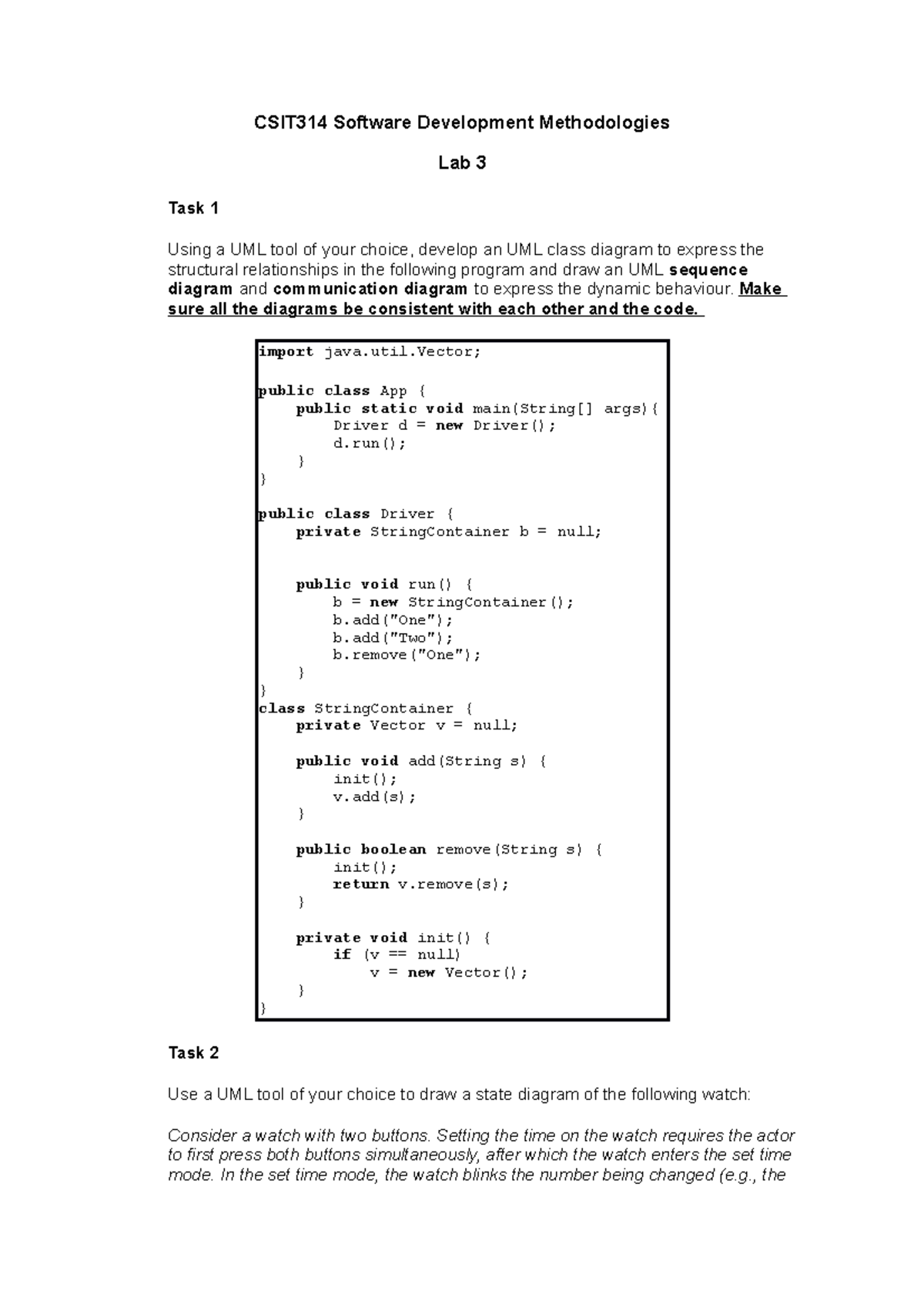 Lab 3 - lab 3 - CSIT314 Software Development Methodologies Lab 3 Task 1 Using a UML tool of your ...