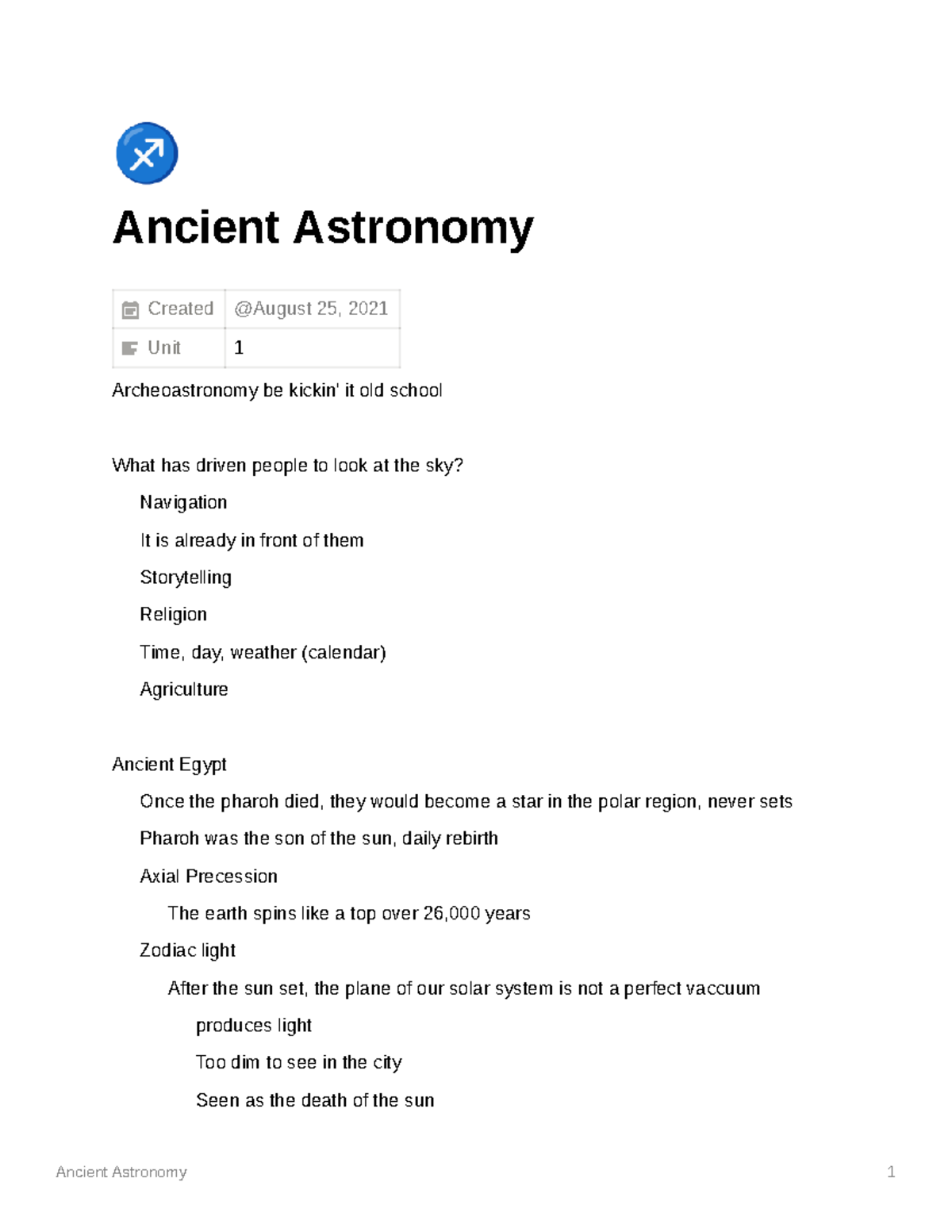 Ancient Astronomy - ♐ Ancient Astronomy Created Unit 1 Archeoastronomy ...