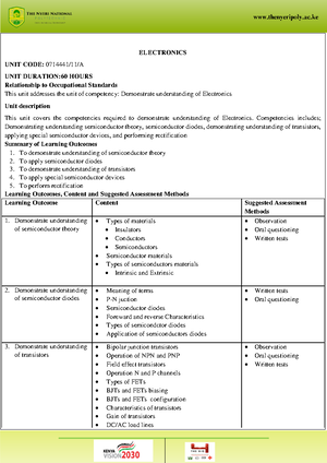 Analogue Electronics Notes - Analogue Electronics II notes ANALOGUE ...