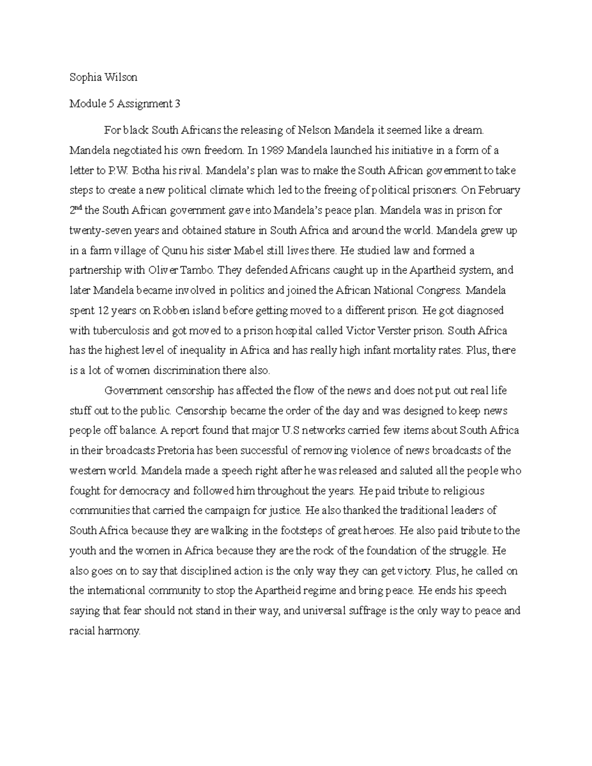 Module 5 Assignment 3 - Sophia Wilson Module 5 Assignment 3 For black ...