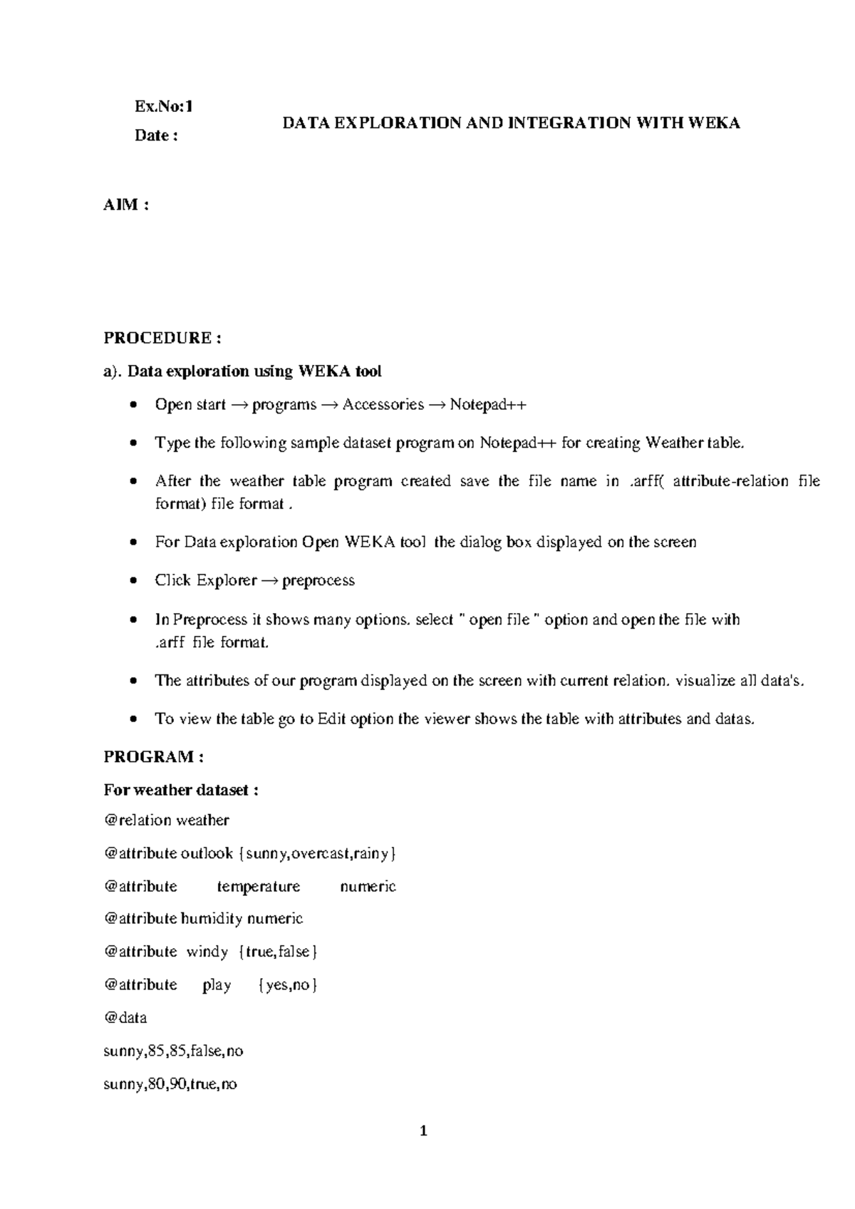 Datawarehouse Manual TO Print - Ex: Date : DATA EXPLORATION AND ...
