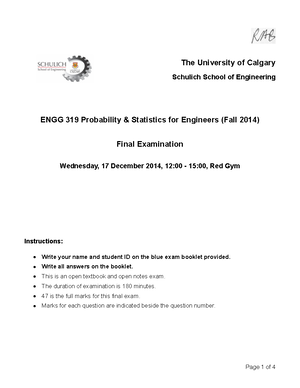 ENDG 319 S23 Tutorial 05 - ENDG 319 S23 Tutorial #5 Page 1 of 3 ENDG ...