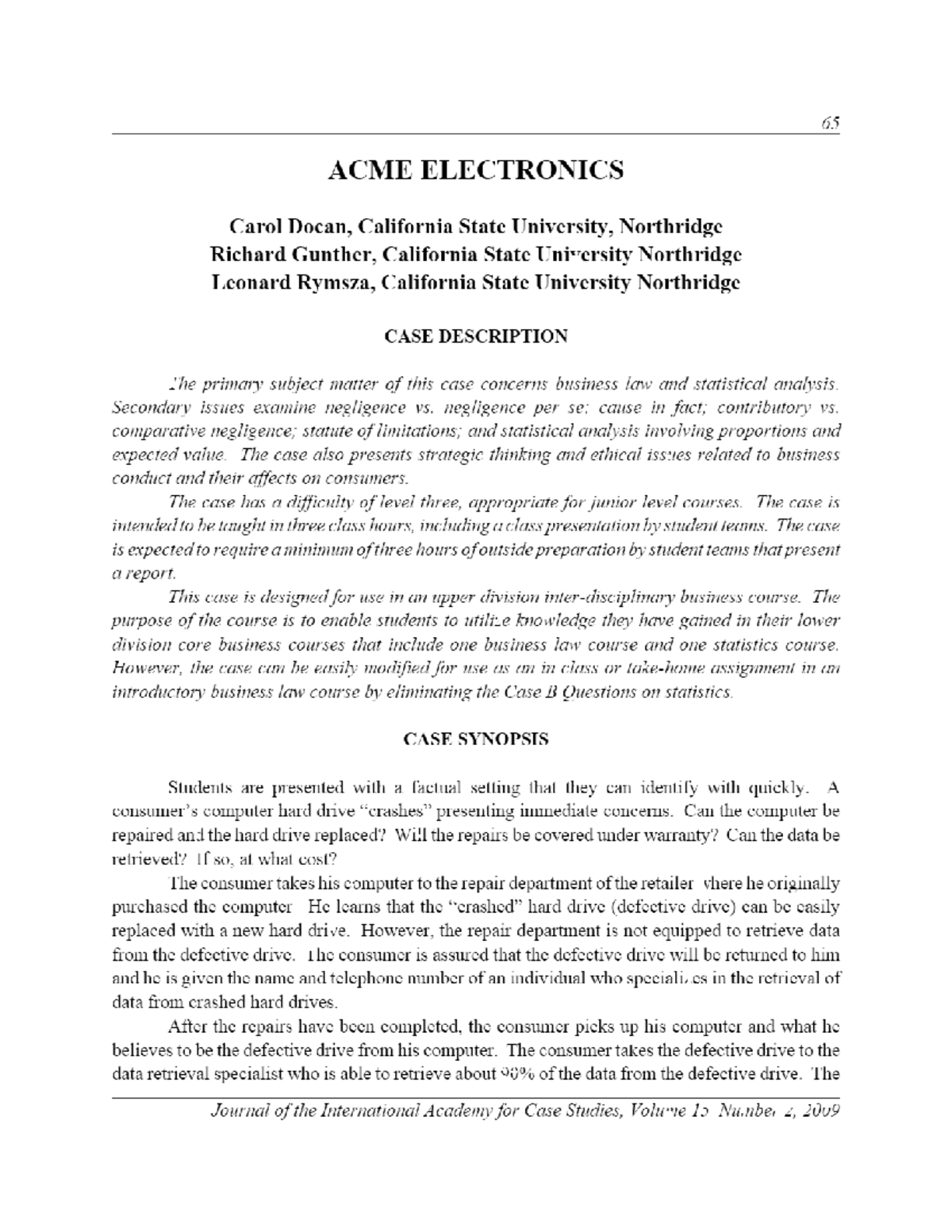 ACME Electronics - for reference and practice - ACTG2020 - Studocu