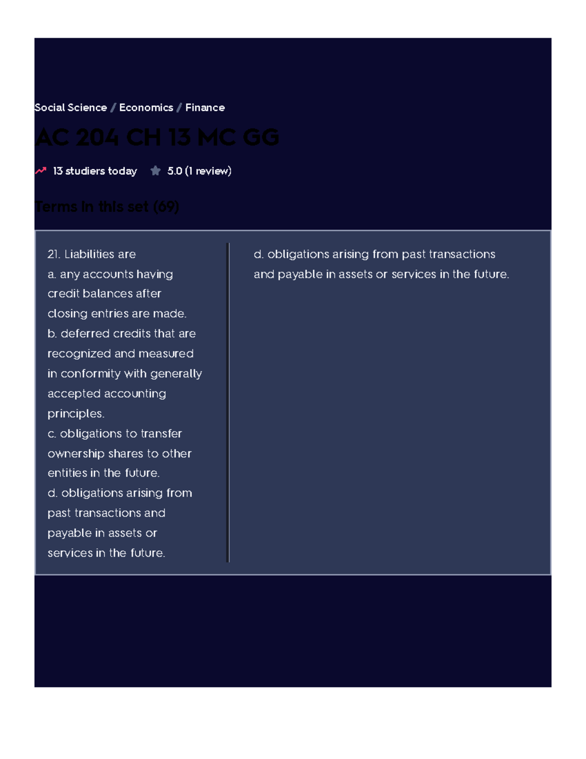 AC 204 CH 13 MC GG Flashcards Quizlet - AC 204 CH 13 MC GG 13 studiers ...