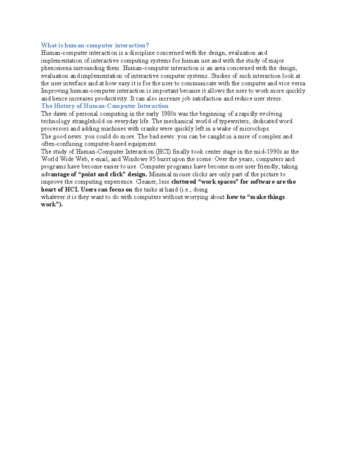 HCI Def - Definition - What is human-computer interaction? Human ...